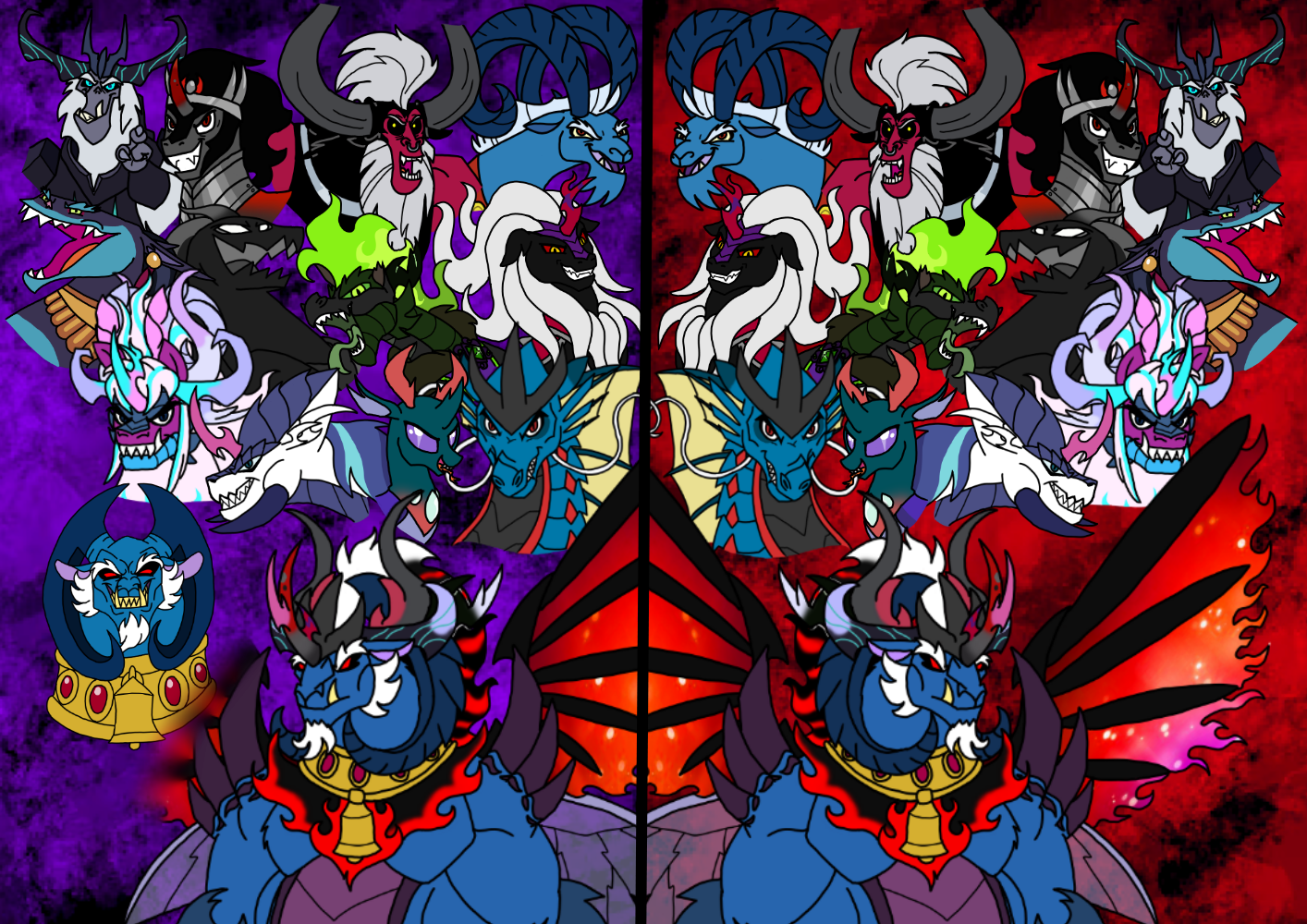 #3391912 - safe, artist:melspyrose, artist:zetikoopa, ahuizotl, grogar ...