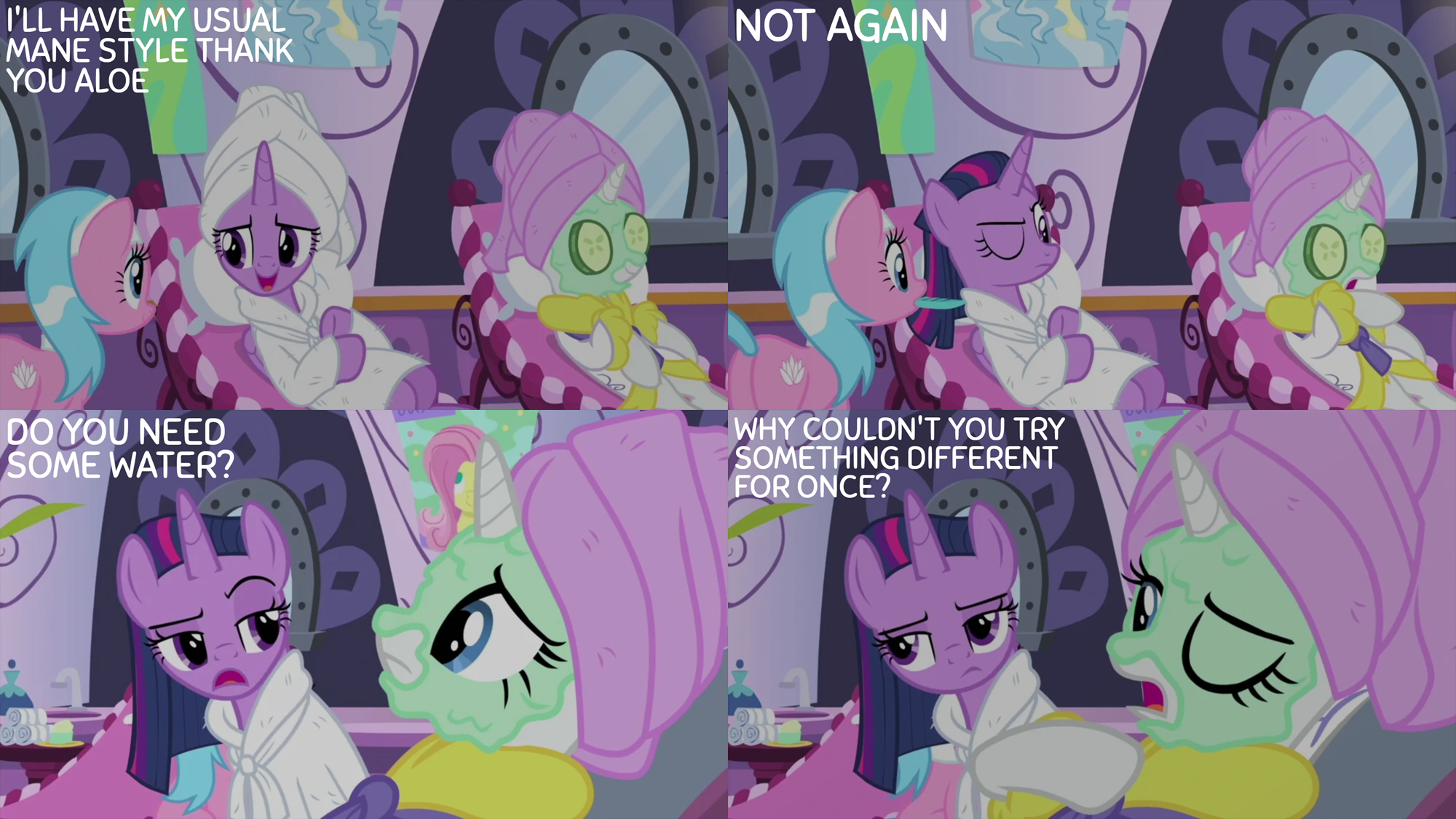 #3399346 - safe, edit, edited screencap, editor:quoterific, screencap, aloe, rarity, twilight ...