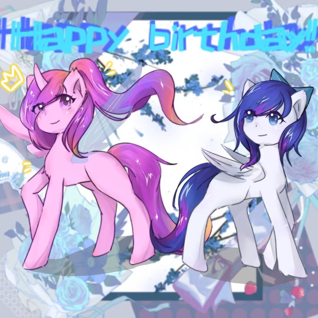 #3402025 - safe, artist:purplepony, oc, oc only, pony, duo, duo female, female - Derpibooru