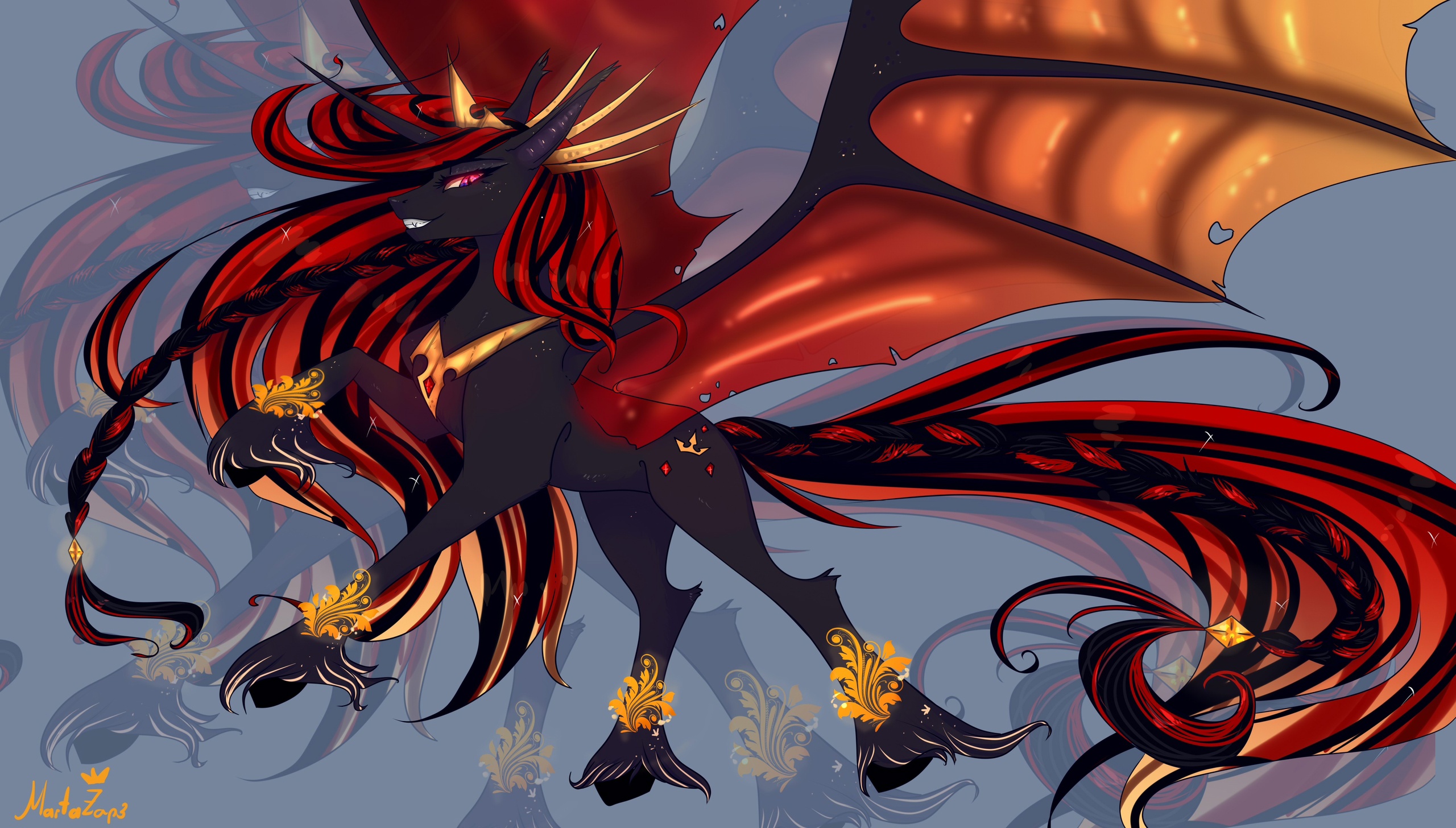 #3404612 - safe, artist:martazap3, oc, oc only, oc:skarlett, alicorn, dracony, dragon, hybrid ...