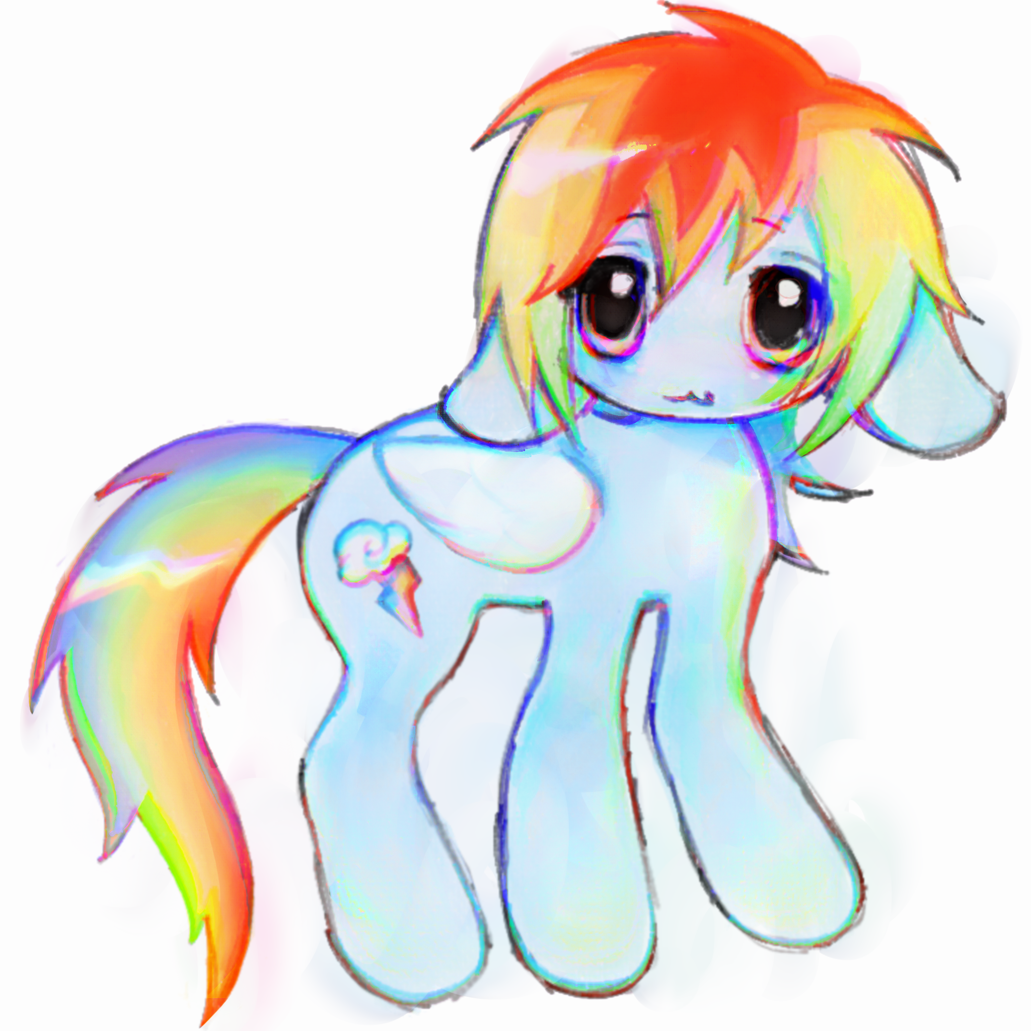 #3409246 - safe, rainbow dash, pegasus, pony, colored, colorful, feral ...