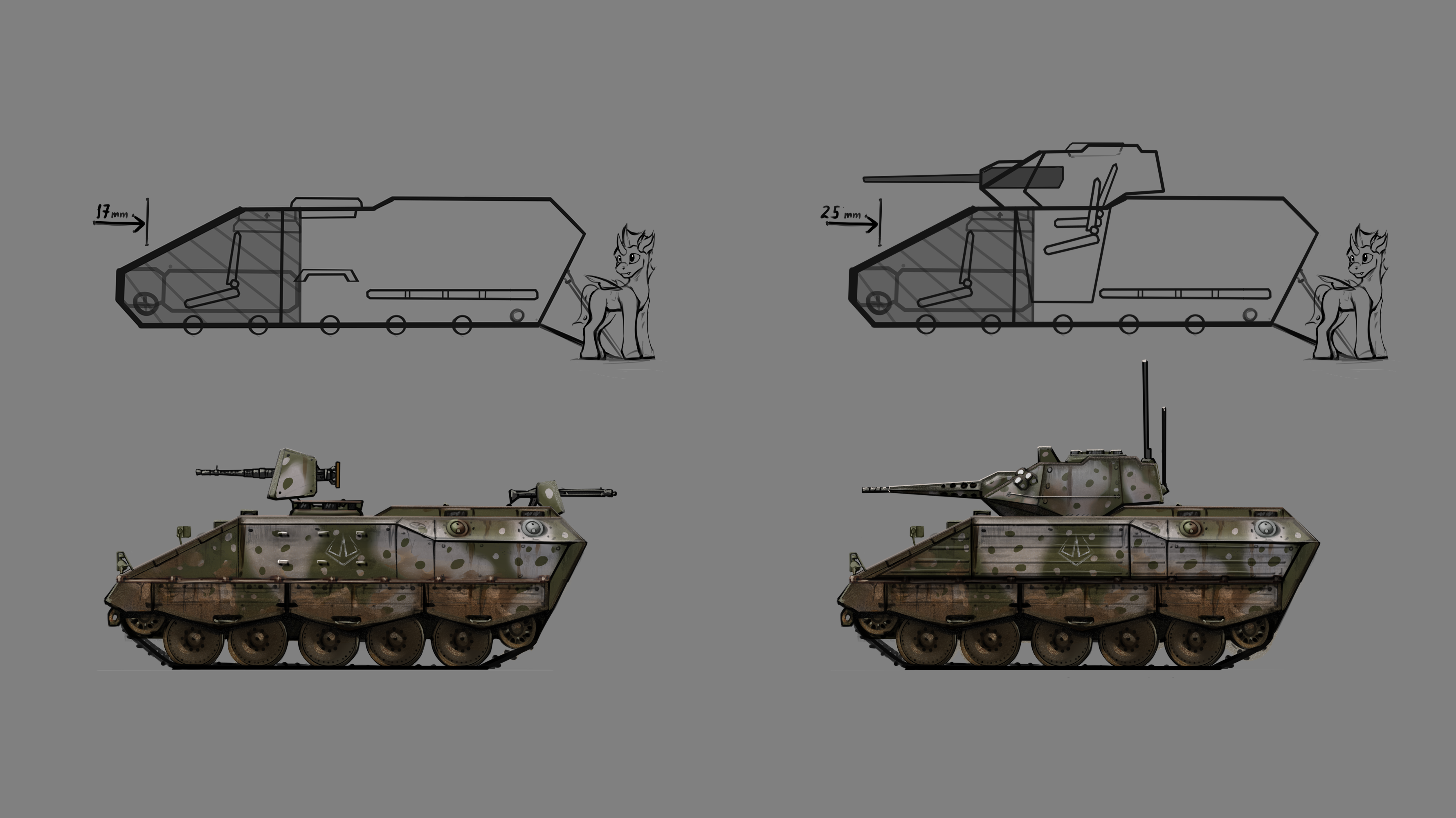 #3410565 - safe, artist:richmay, changeling, apc, gun, machine gun ...