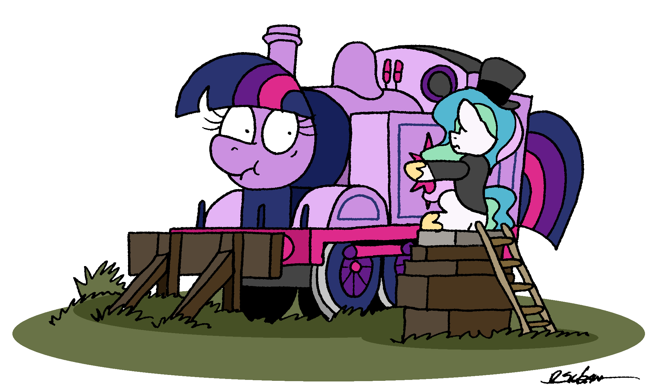 #3395362 - safe, artist:bobthedalek, princess celestia, twilight ...