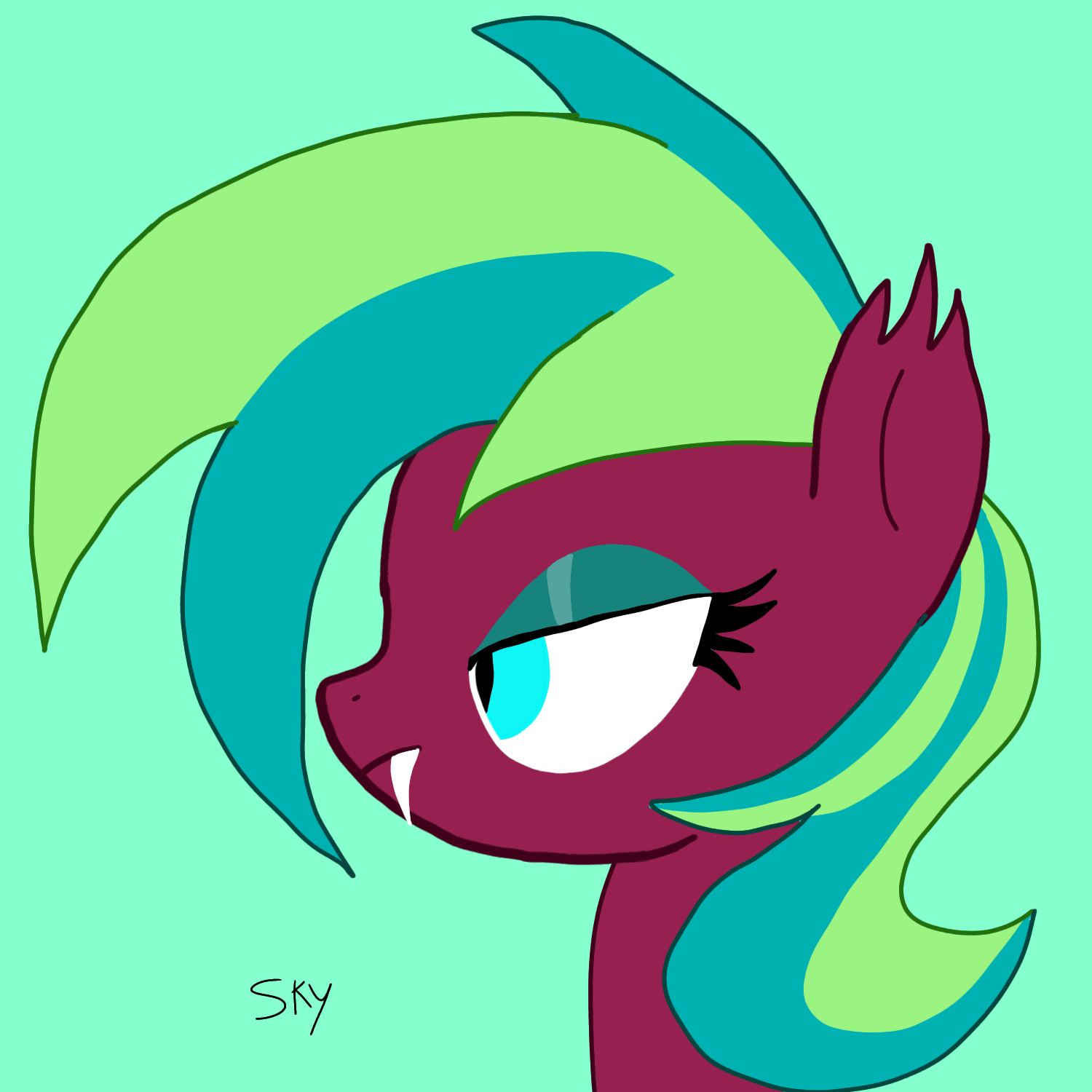 #3397509 - safe, artist:skycandy, oc, oc only, oc:bitter soundflare, bat pony, pony, green ...