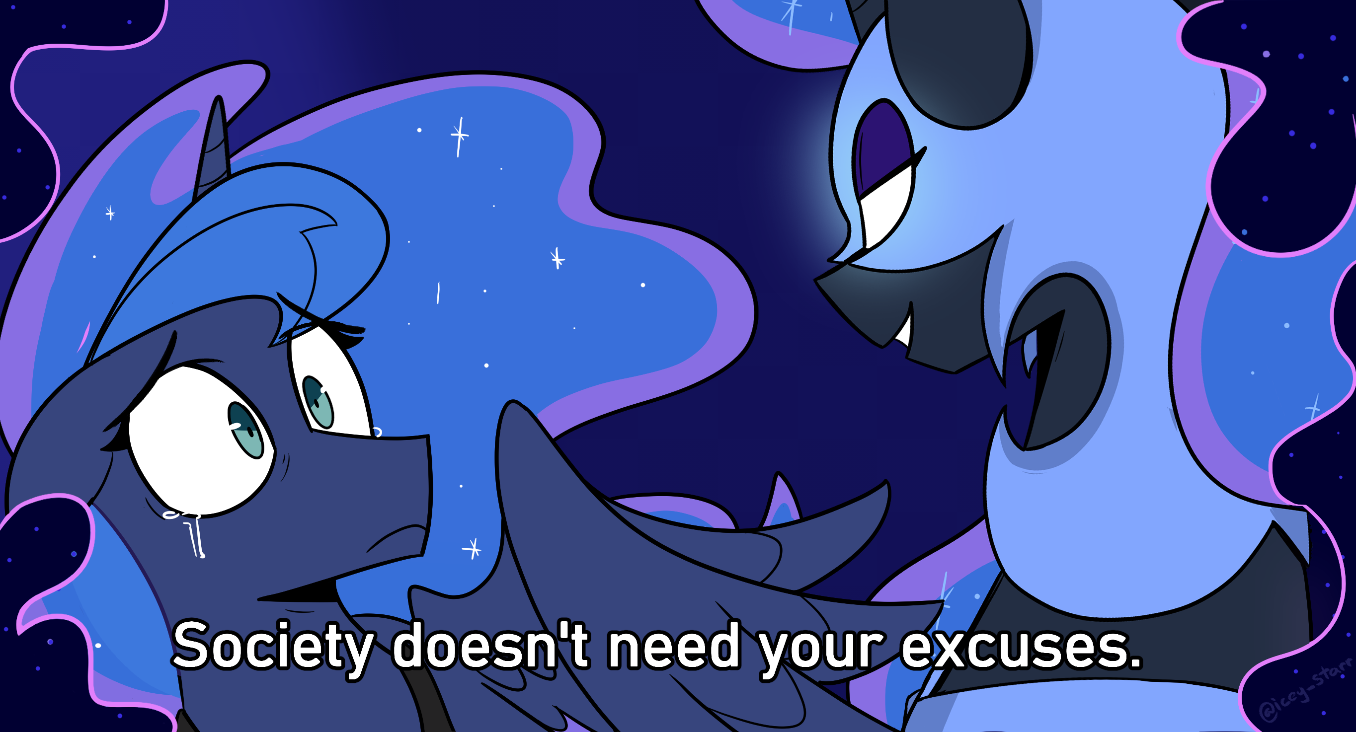 #3397635 - safe, artist:icey, nightmare moon, princess luna, tantabus ...