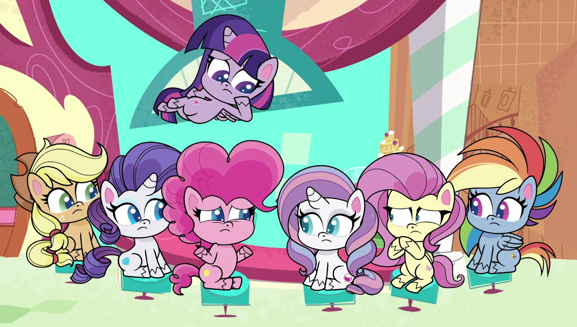 #3397797 - safe, screencap, applejack, fluttershy, pinkie pie, potion ...