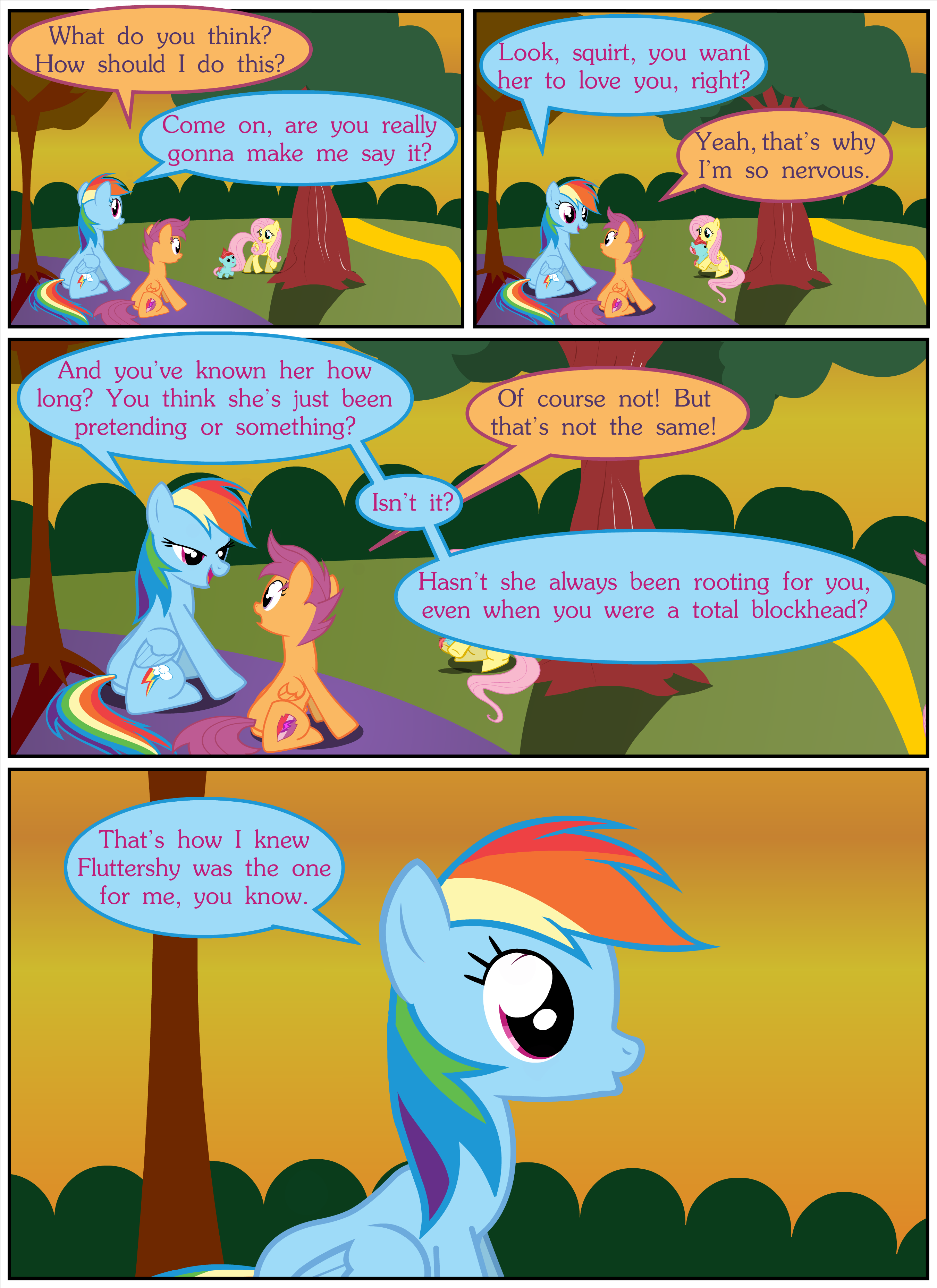 #3413127 - safe, artist:gm-scoots, fluttershy, rainbow dash, scootaloo ...