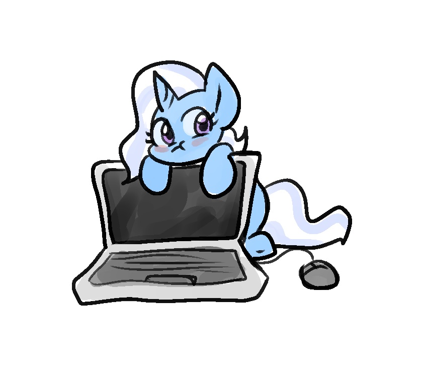 #3418175 - safe, artist:zutcha, trixie, pony, unicorn, g4, :t, computer ...
