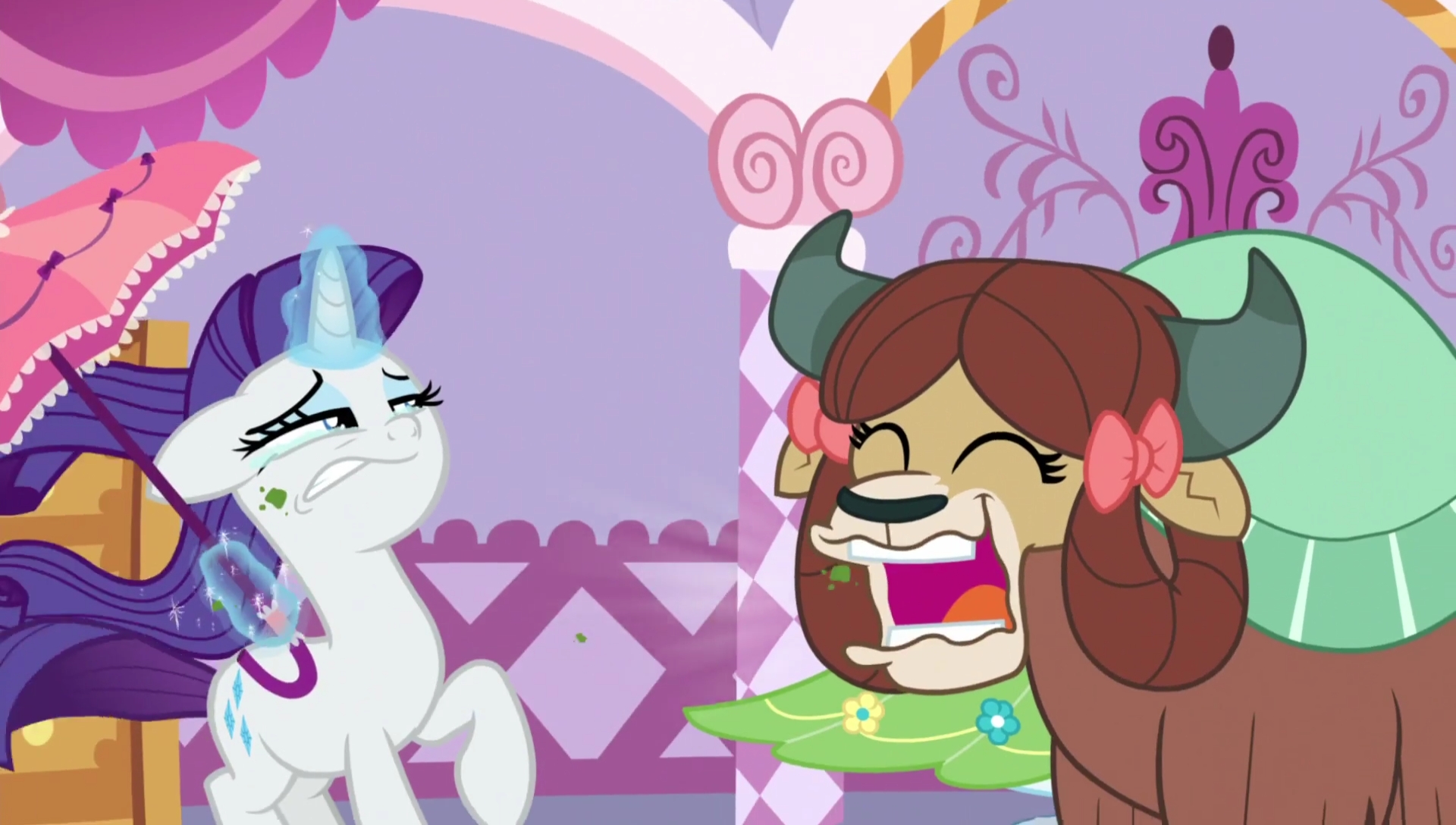 #3422284 - safe, screencap, rarity, yona, pony, unicorn, yak, g4 ...