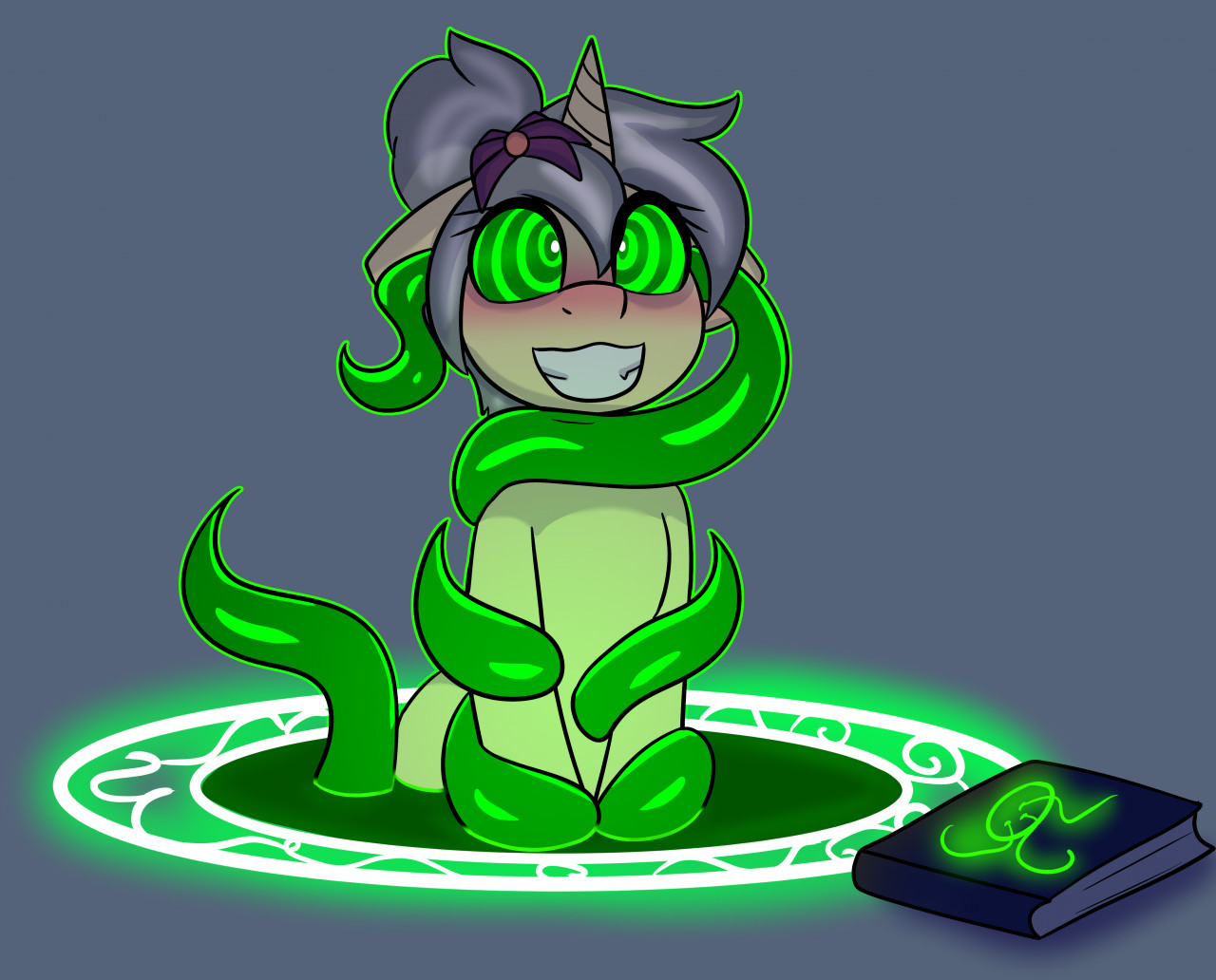 #3426115 - suggestive, artist:askhypnoswirl, oc, oc only, oc:mercury shine, unicorn, blushing ...