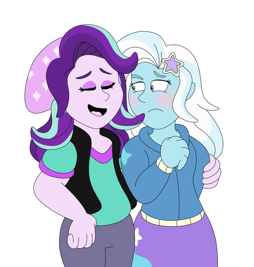 #3428680 - safe, artist:luvi-verse, starlight glimmer, trixie, human ...