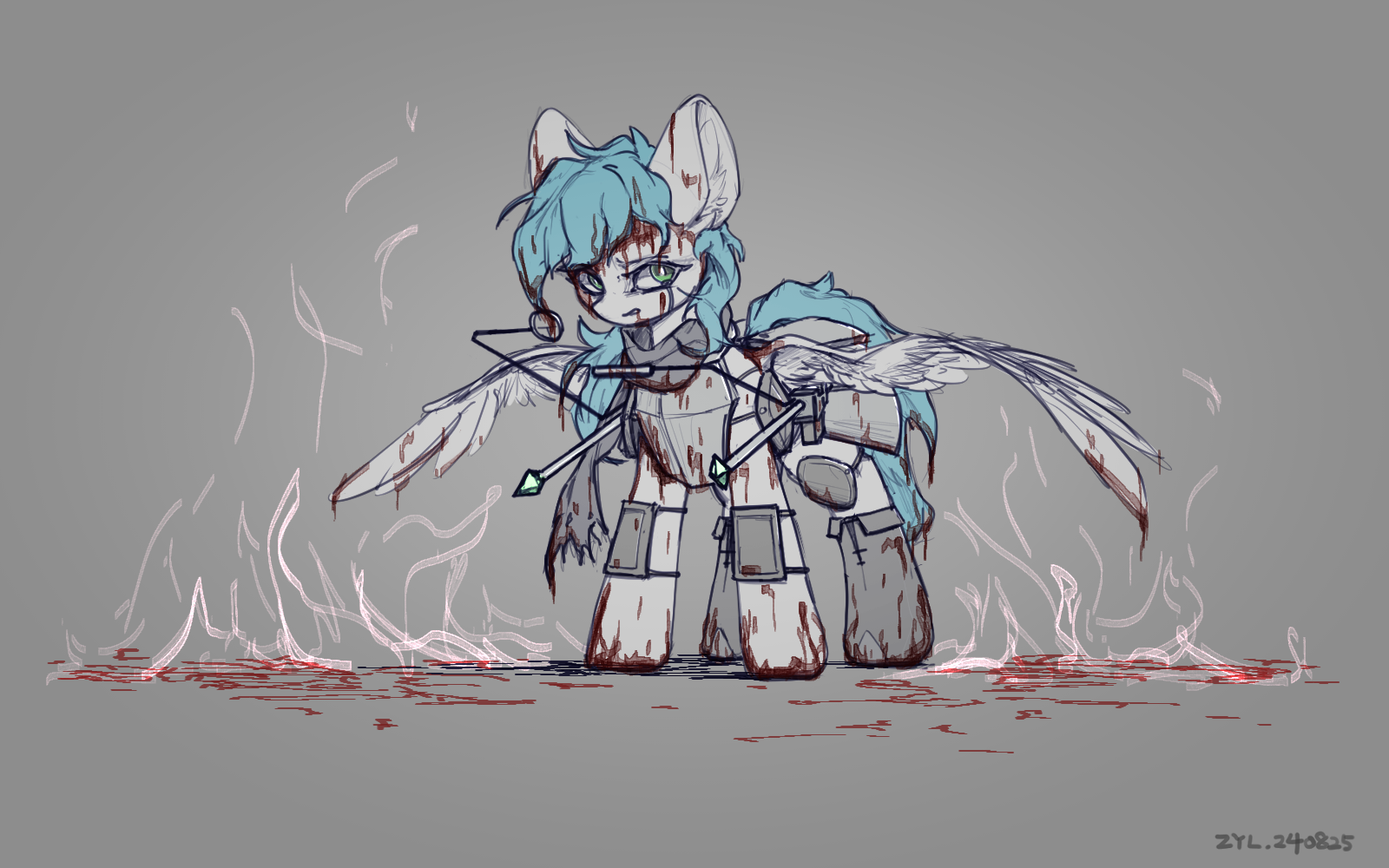 #3428955 - semi-grimdark, artist:zylgchs, oc, oc only, oc:cynosura, pegasus, fallout equestria ...