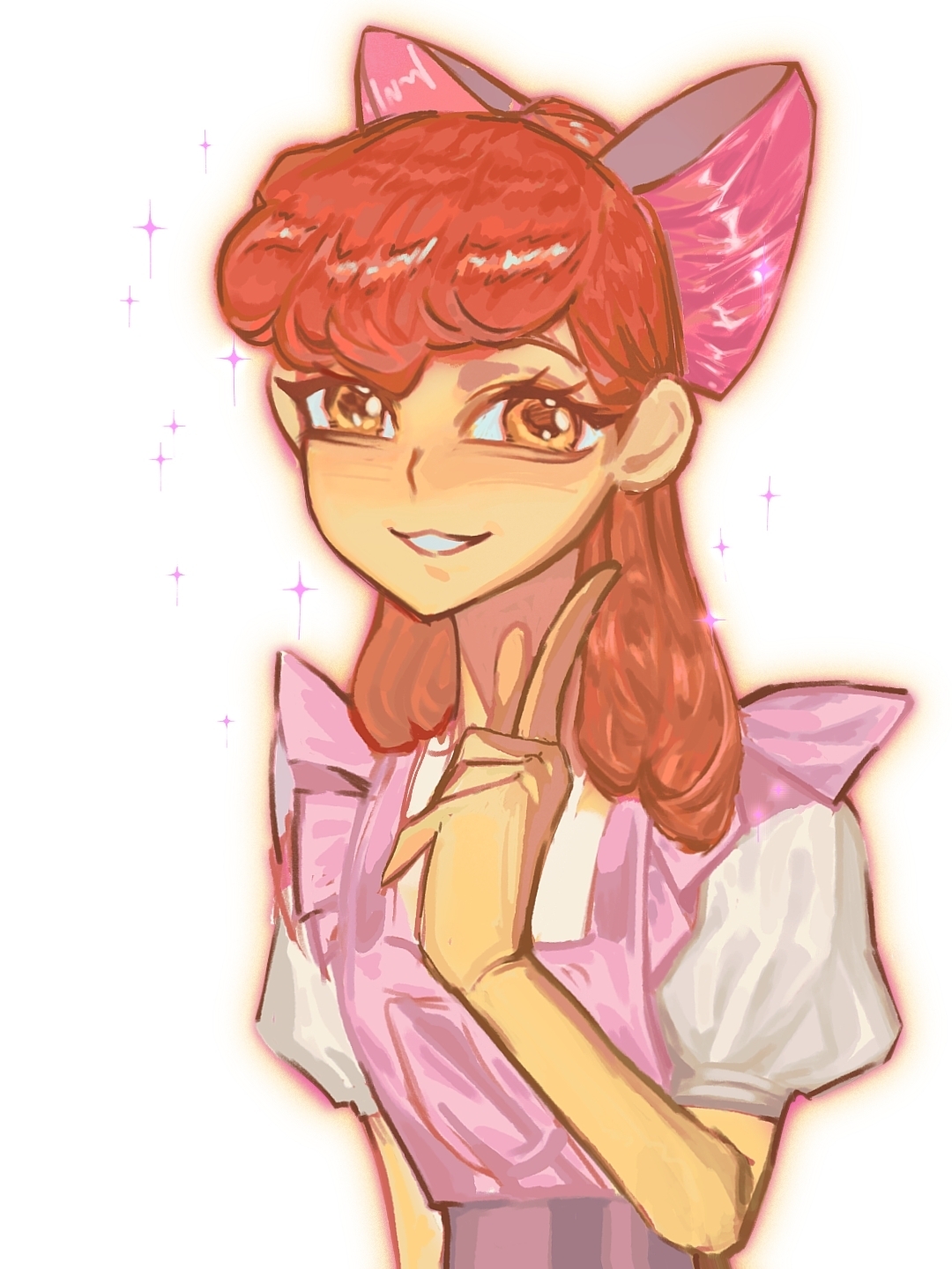 #3431260 - safe, artist:hiyu9, apple bloom, human, g4, apron, clothes ...