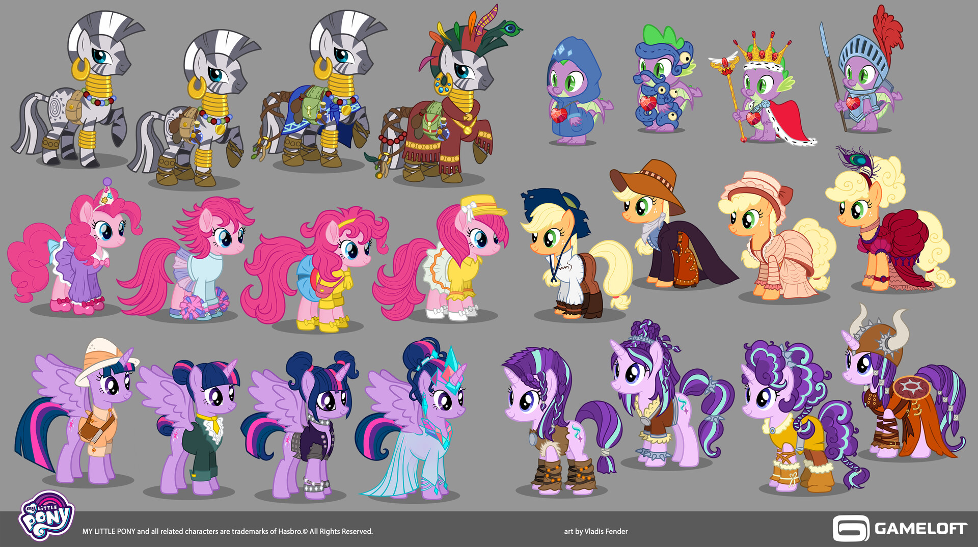 #3431431 - safe, artist:vladisfender, gameloft, applejack, pinkie pie, spike, starlight glimmer ...