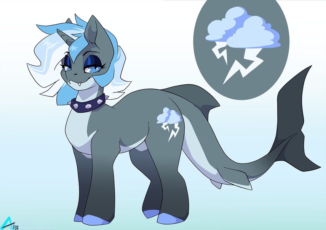 #3432411 - safe, artist:arctic-fox, oc, oc only, original species, pony, shark, shark pony, solo ...