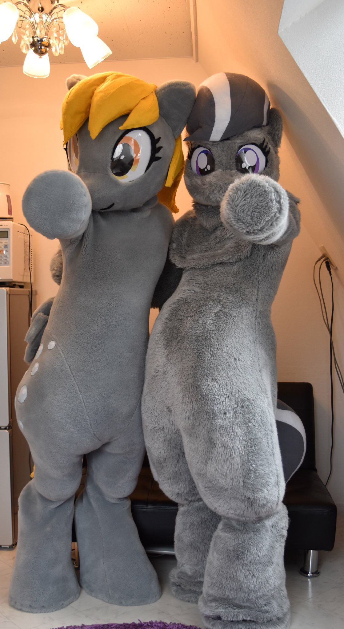 #3432729 - safe, derpy hooves, silver spoon, duo, fursuit, indoors, irl, photo, ponysuit ...
