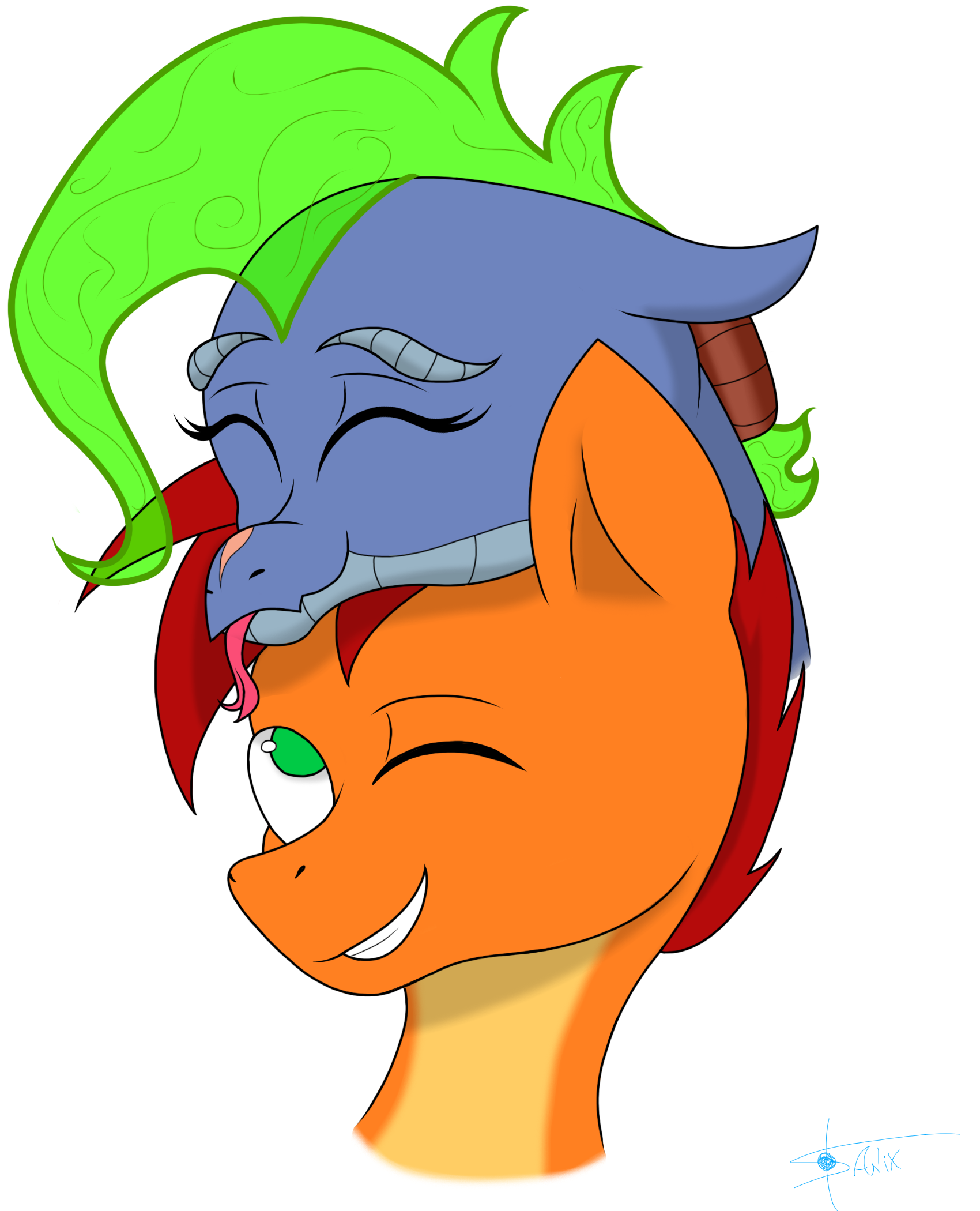 #3416820 - safe, artist:anix_space, baihe (tfh), oc, oc:crash, dragon ...