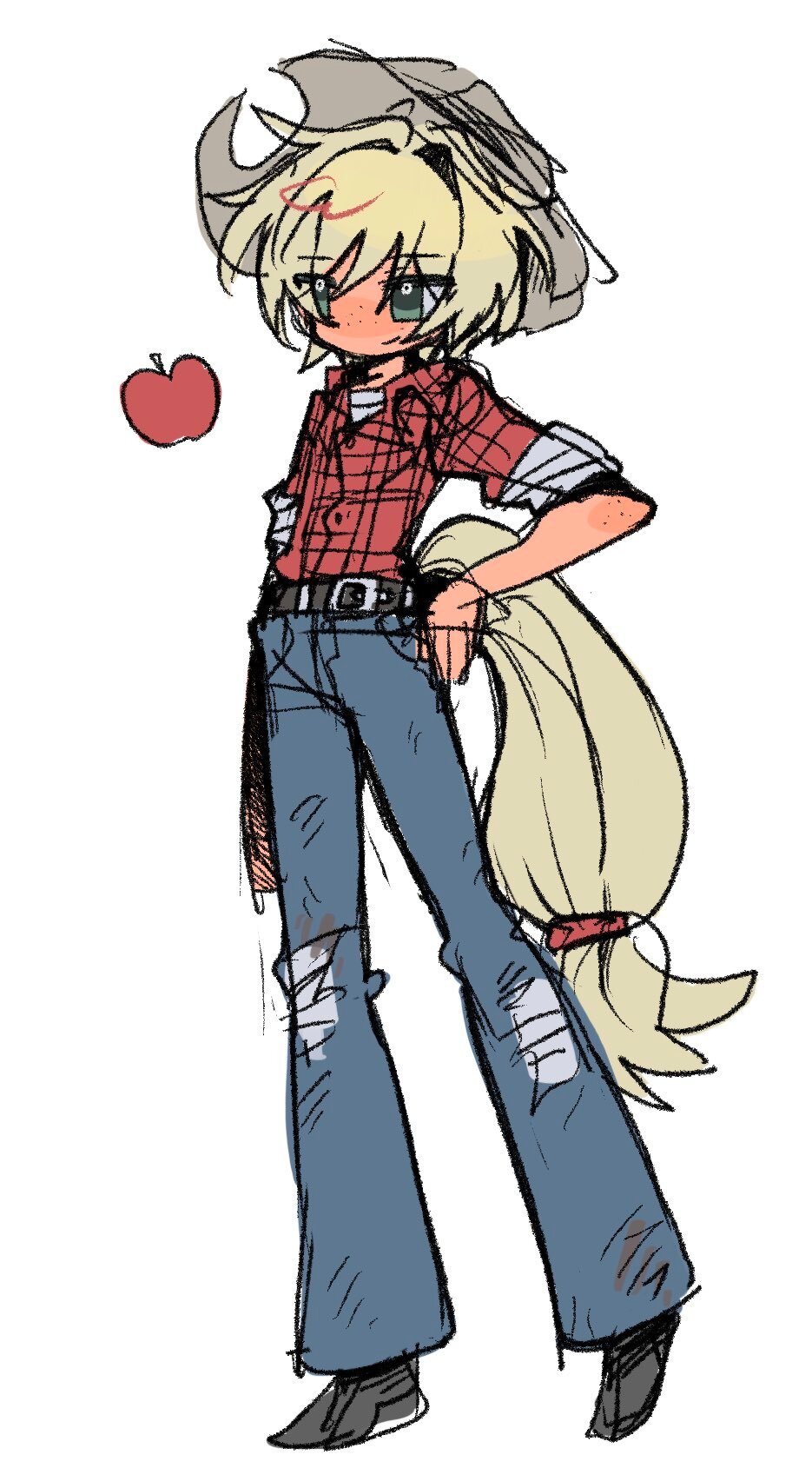 #3433760 - safe, artist:m4n3ul, applejack, human, female, full body ...
