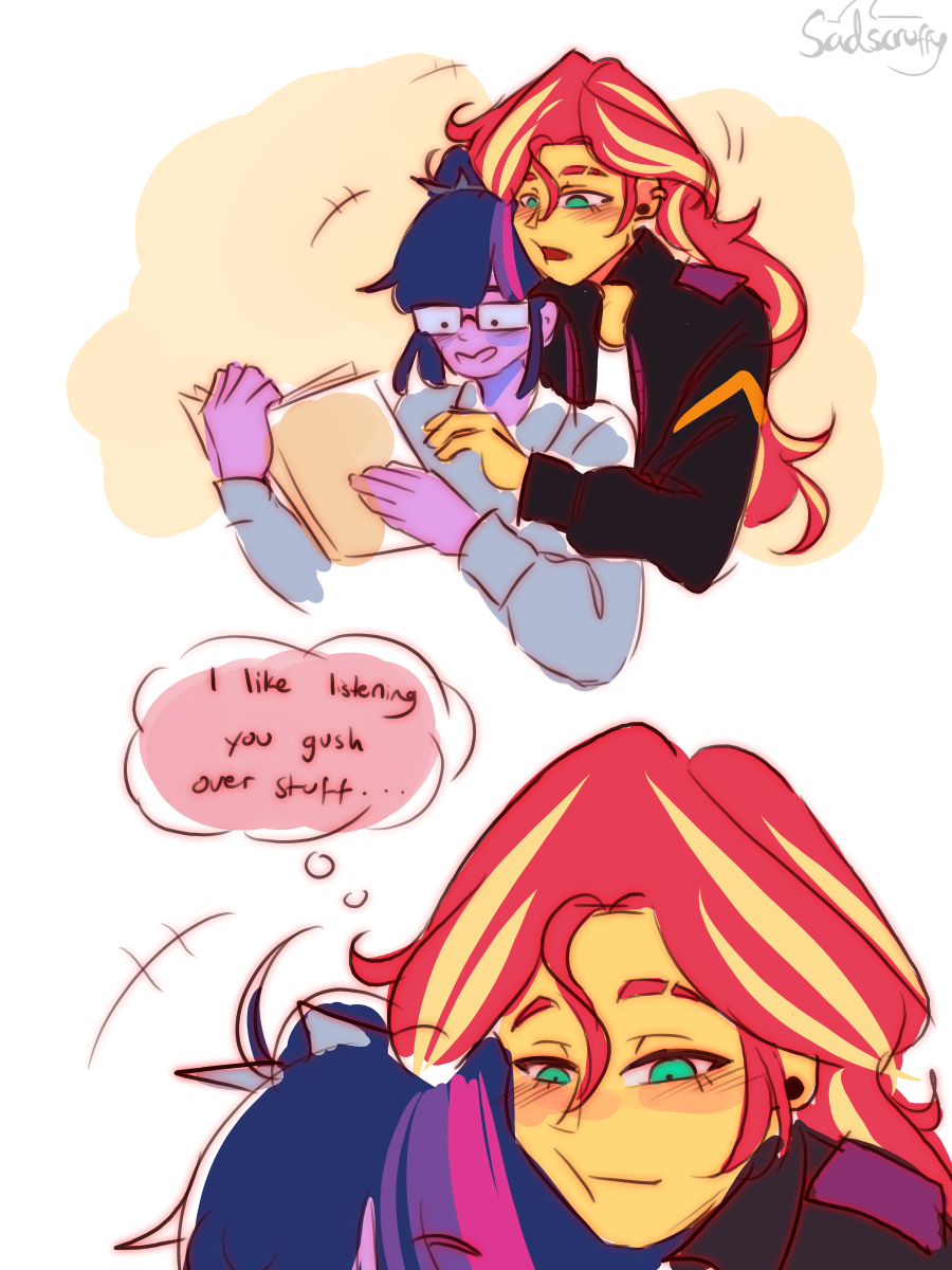 #3439898 - safe, artist:sadscruffy, sci-twi, sunset shimmer, twilight ...