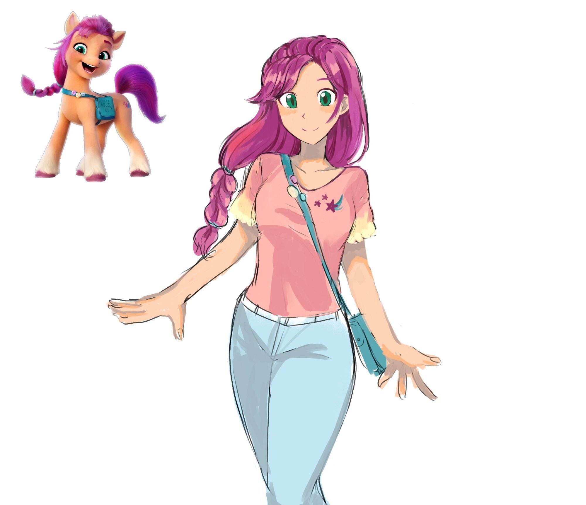 #3445599 - safe, artist:dusknebula, sunny starscout, human, g5, bag ...