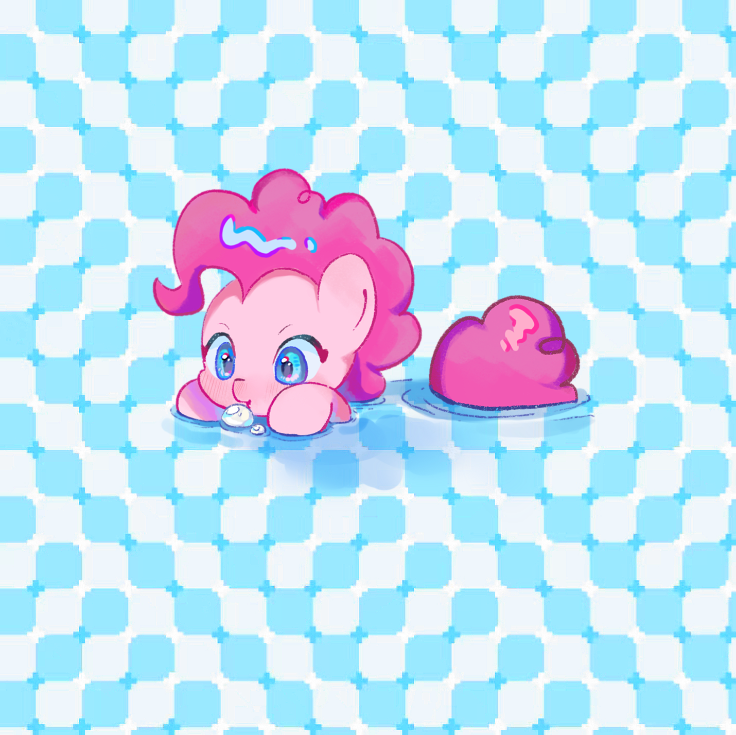 #3445740 - safe, artist:不可食用骨, pinkie pie, earth pony, pony, g4, blowing bubbles, blushing ...
