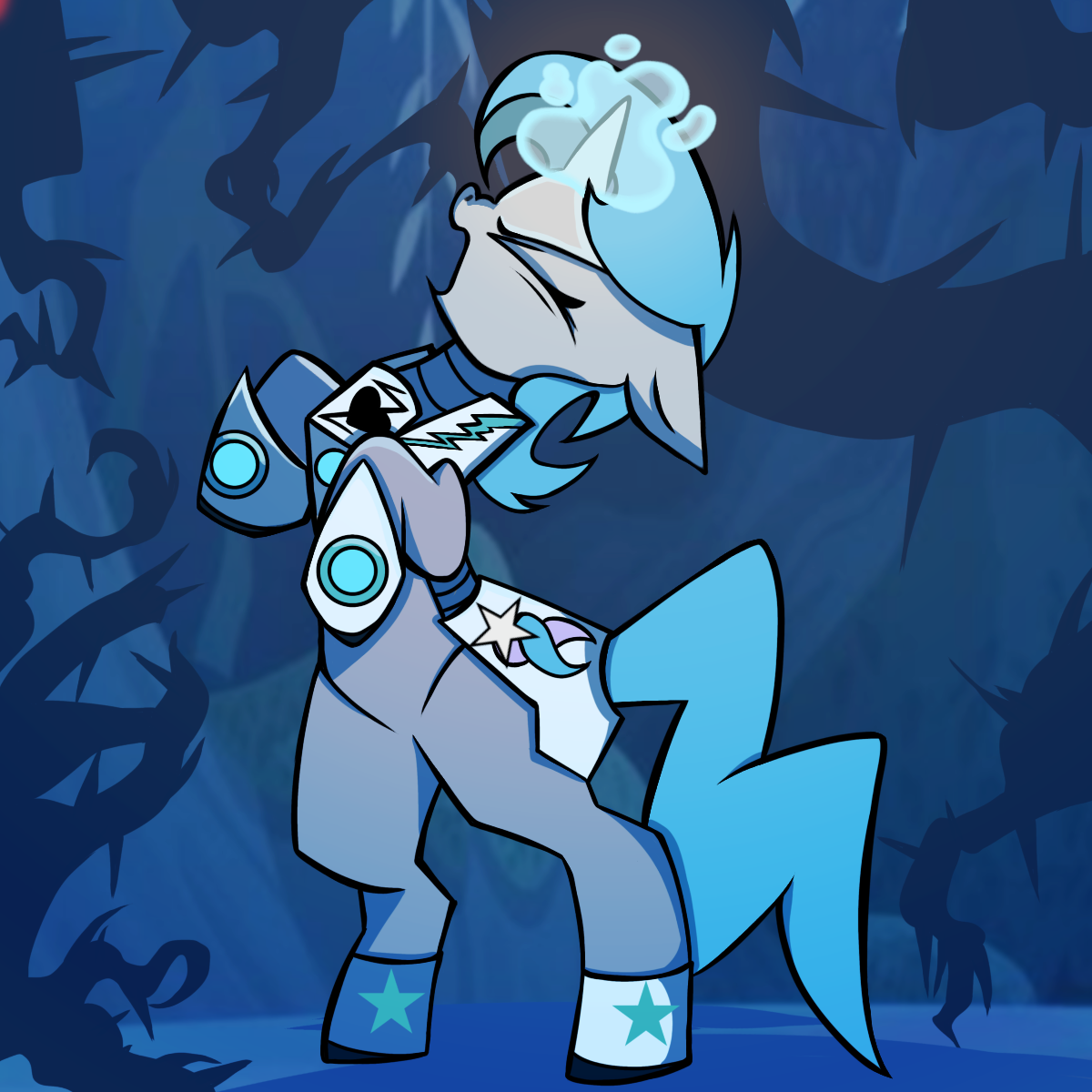 #3450229 - safe, artist:claybawlls, oc, oc only, oc:tango starfall, pony, unicorn, armor ...