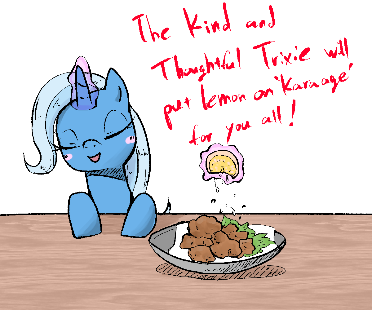 #3451827 - safe, artist:namekorori, trixie, pony, unicorn, g4, blush ...