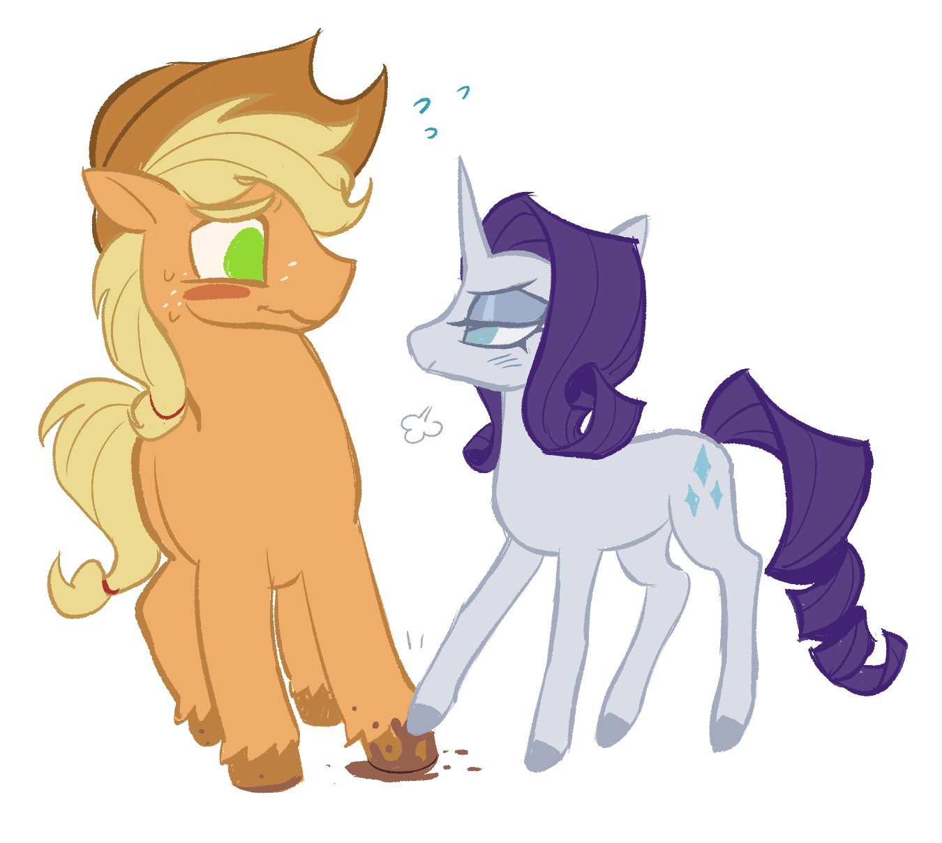 #3452749 - safe, artist:cranialgrind, applejack, rarity, earth pony ...