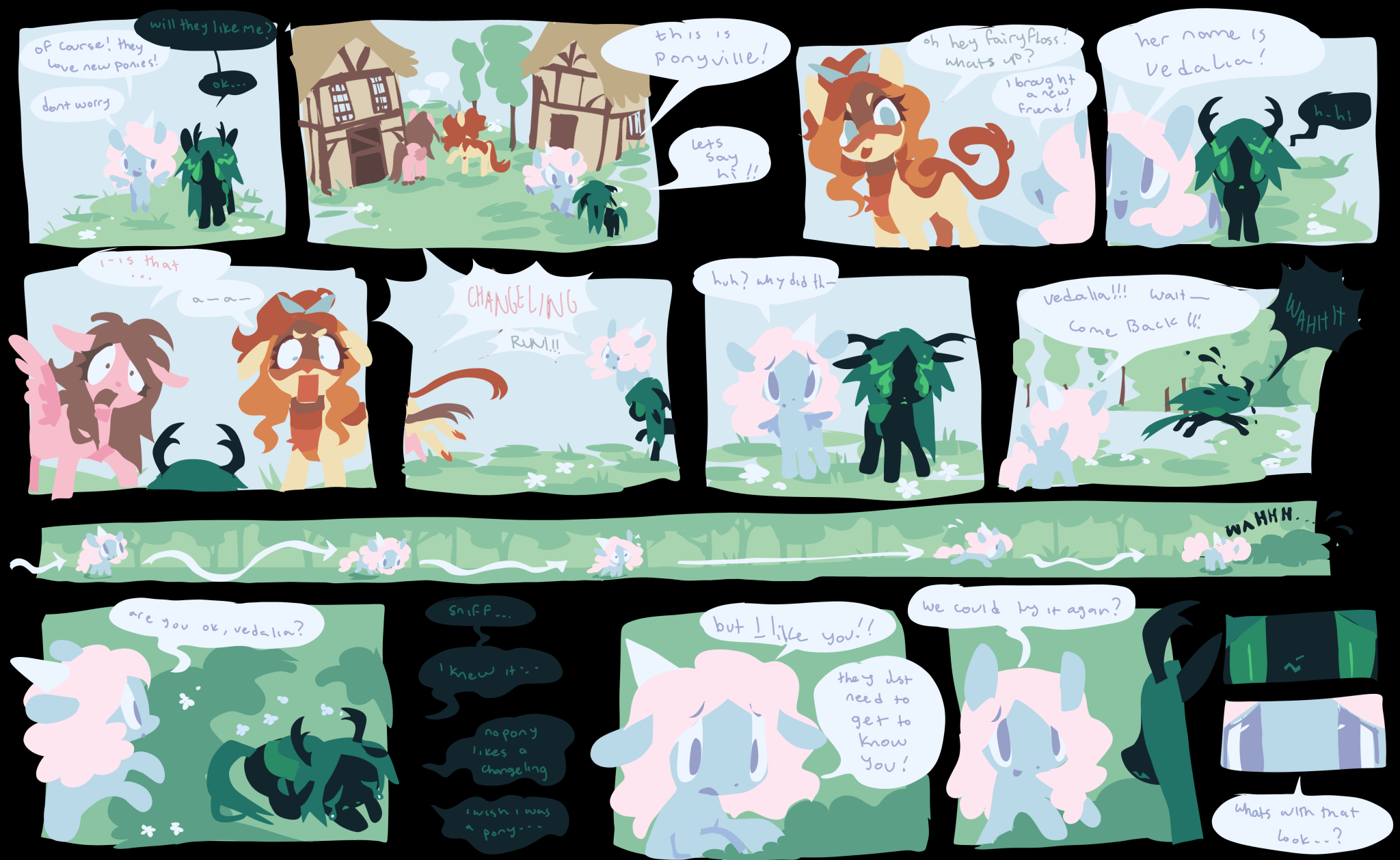 #3453014 - safe, artist:squilko, part of a set, oc, oc:fairy floss, oc:vedalia, unnamed oc ...