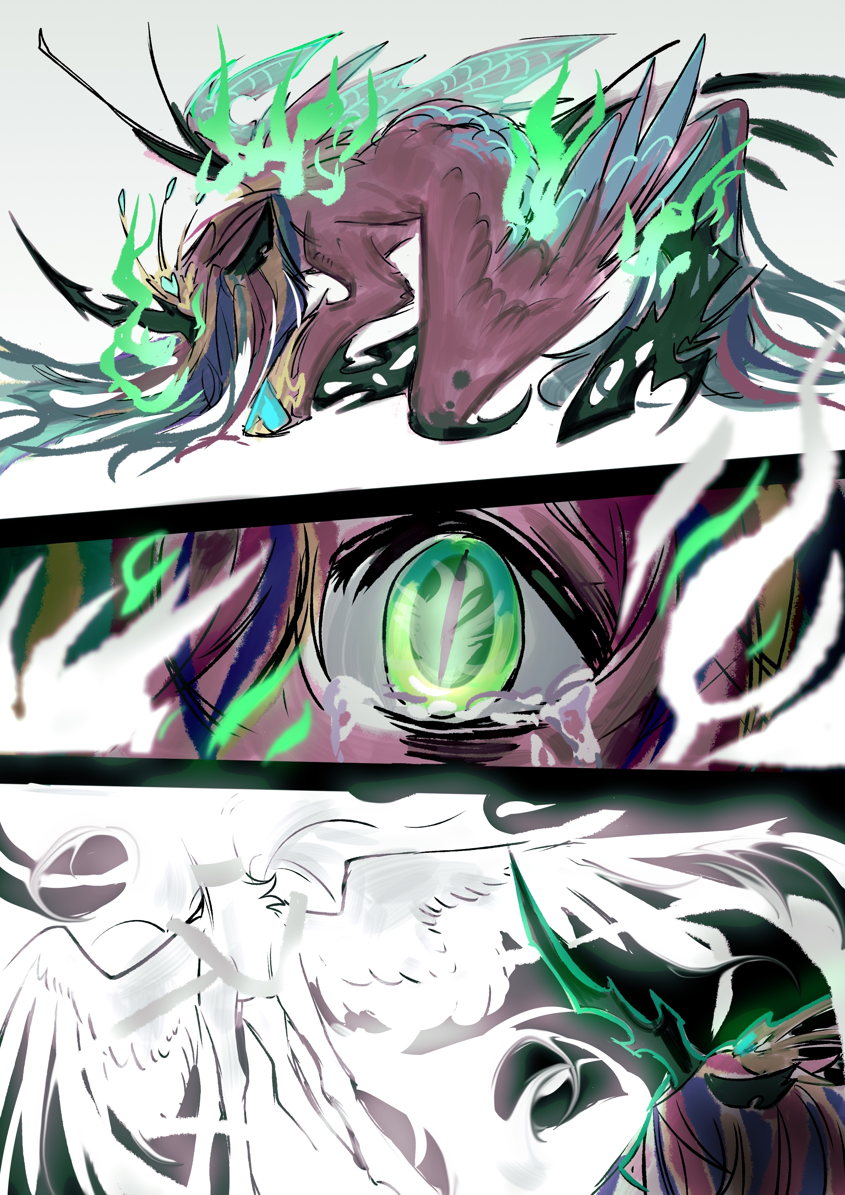 #3435672 - safe, artist:r-cang, princess cadance, queen chrysalis ...