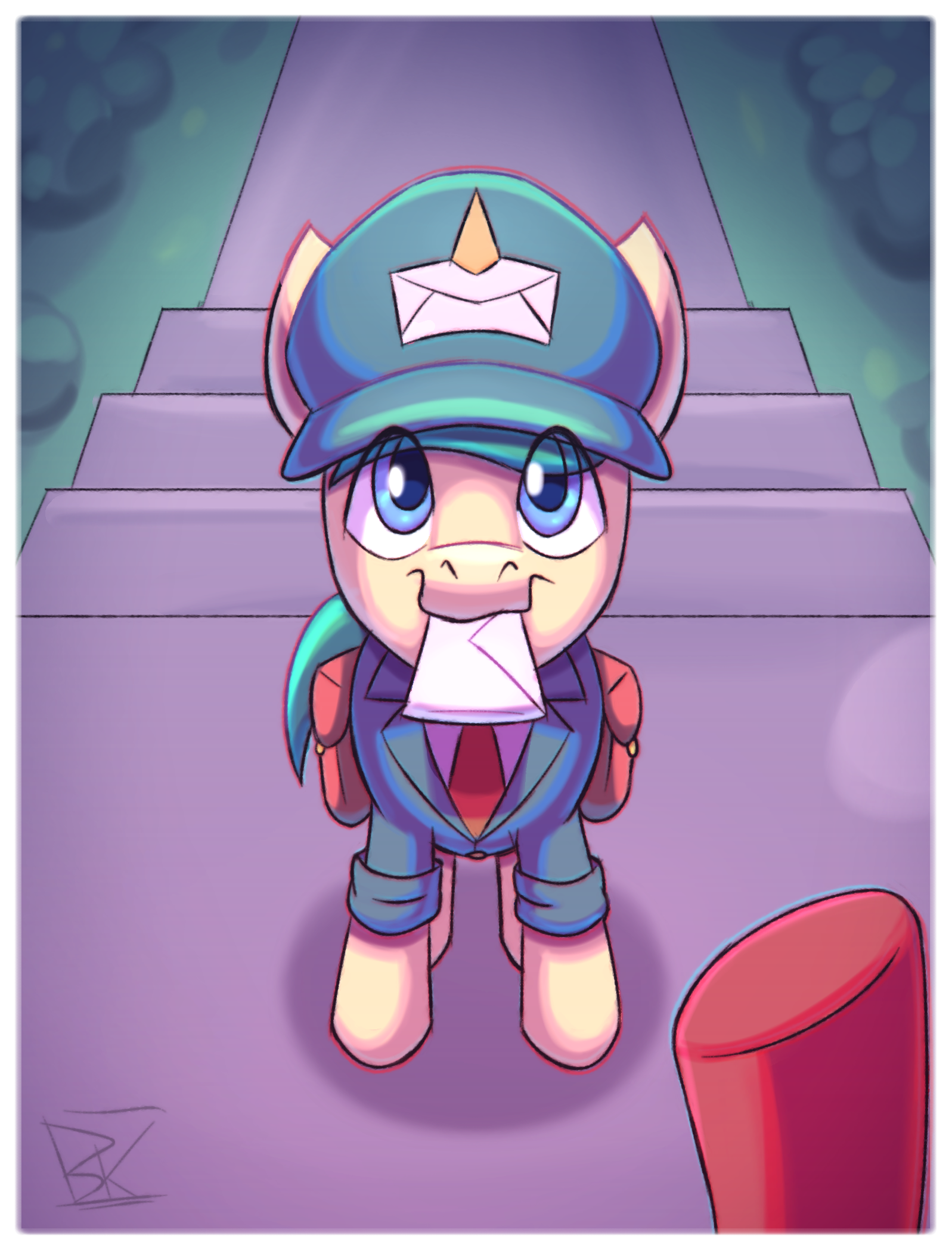 #3435795 - safe, artist:bkiltersot, proper postal, crystal pony, earth ...