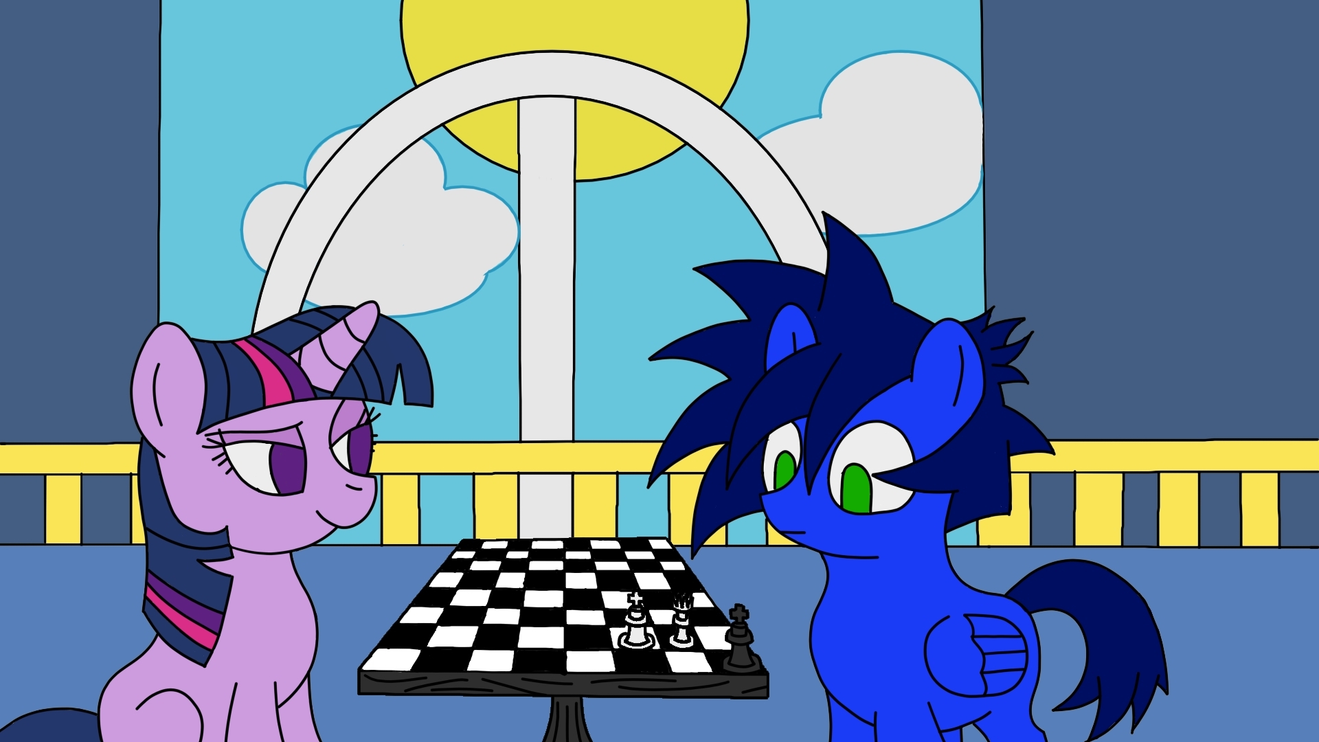 #3437035 - safe, artist:midnightblitzer, twilight sparkle, oc, oc ...