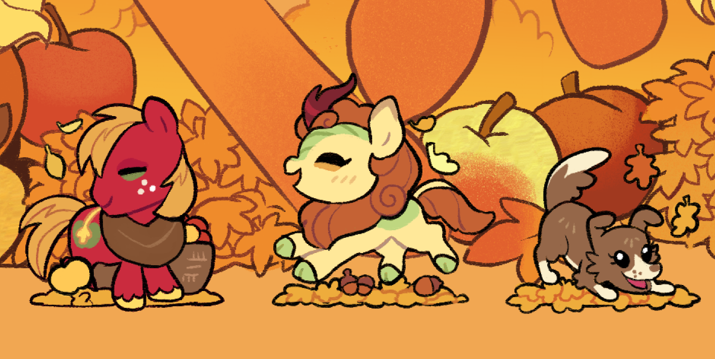 #3438660 - safe, artist:gorjee-art, autumn blaze, big macintosh, winona ...