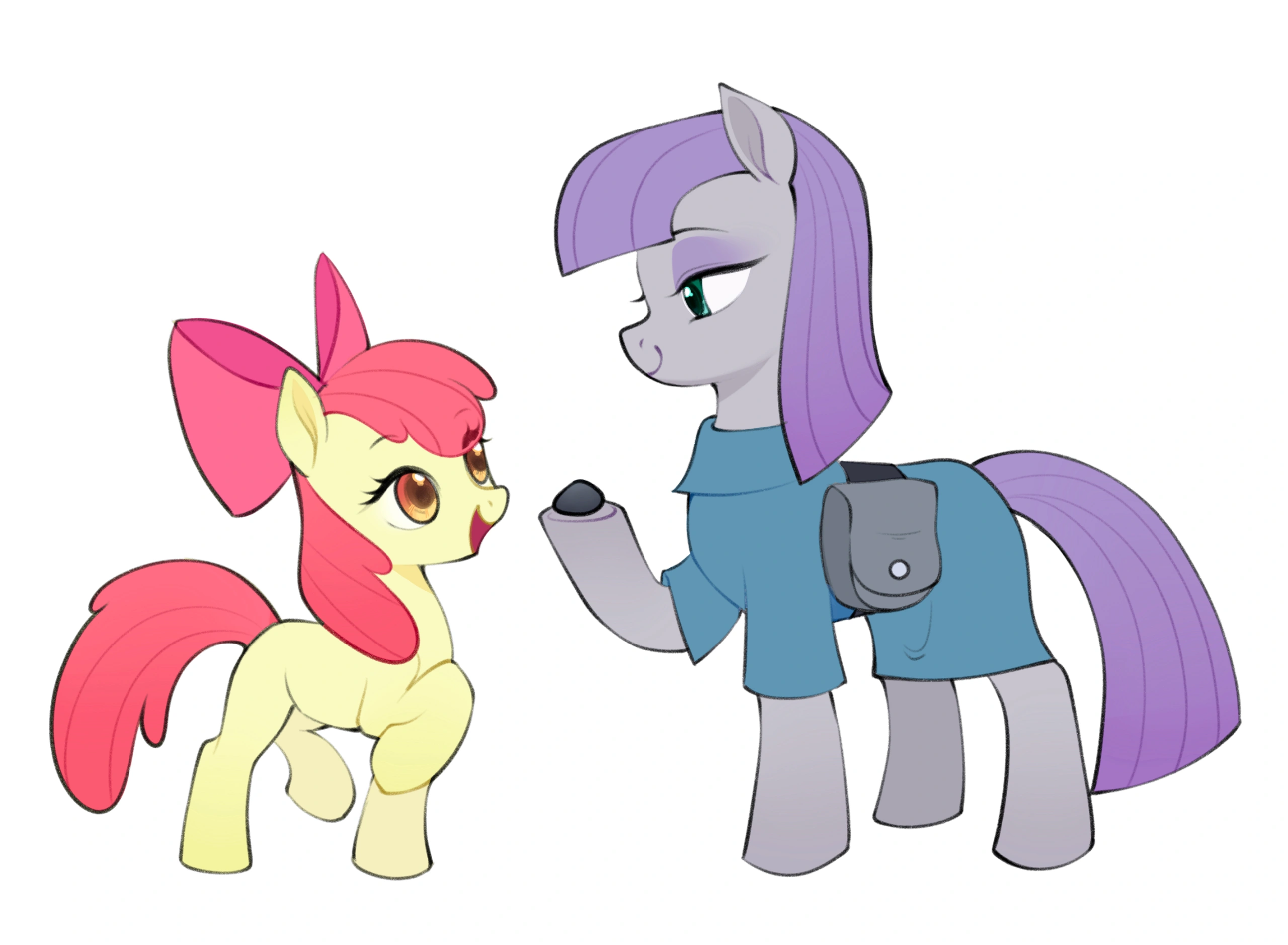 #3439153 - safe, artist:头发和钱都很多, apple bloom, boulder (g4), maud pie, earth pony, pony, g4 ...