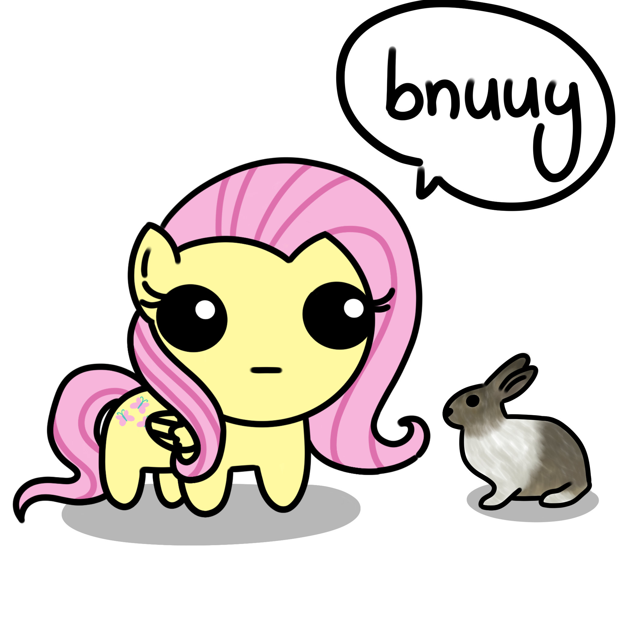 #3526160 - safe, artist:lewdyloops, fluttershy, pegasus, pony, rabbit ...