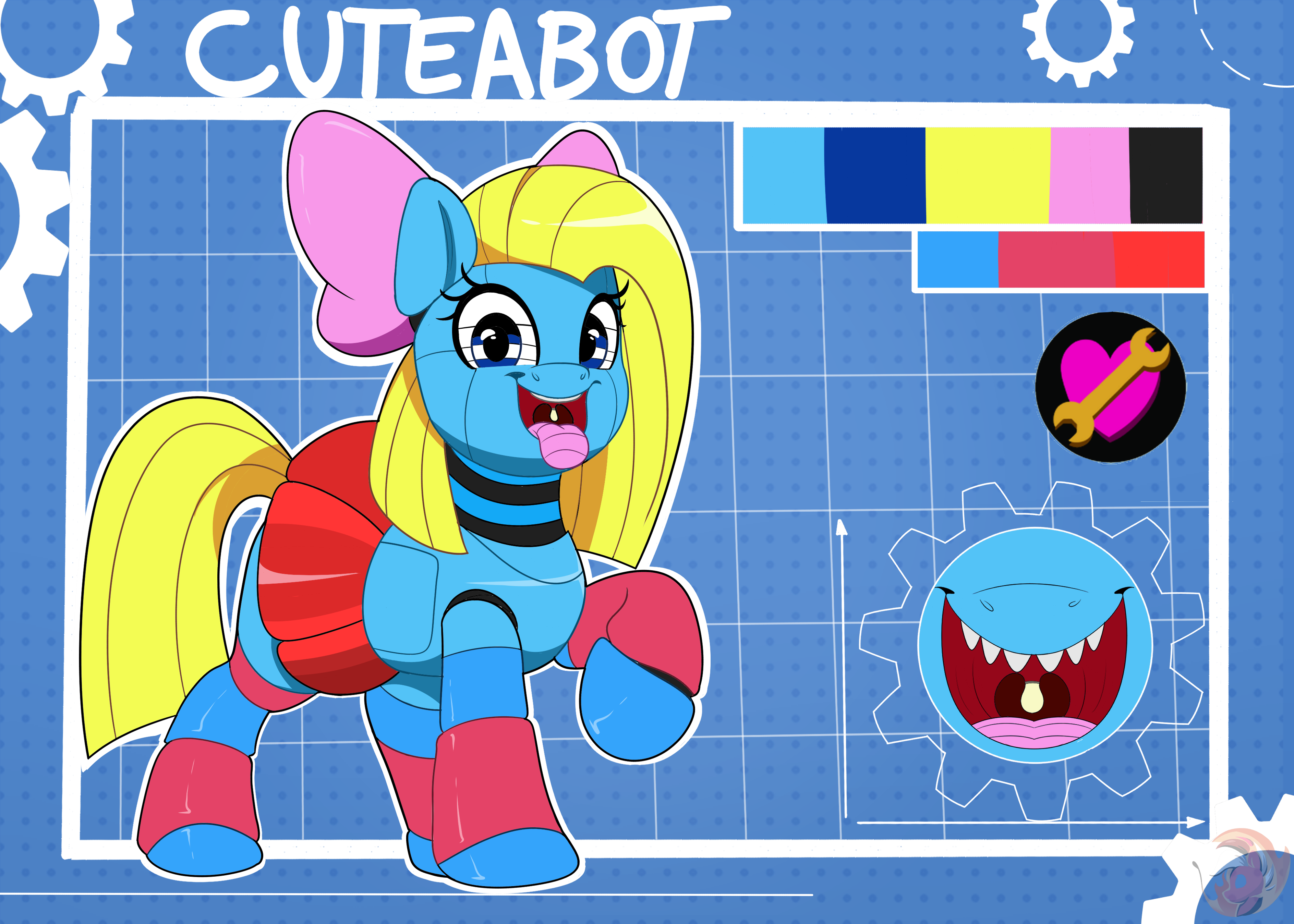 #3528041 - safe, artist:joaothejohn, oc, oc only, oc:cuteamena, earth pony, pony, robot, robot ...