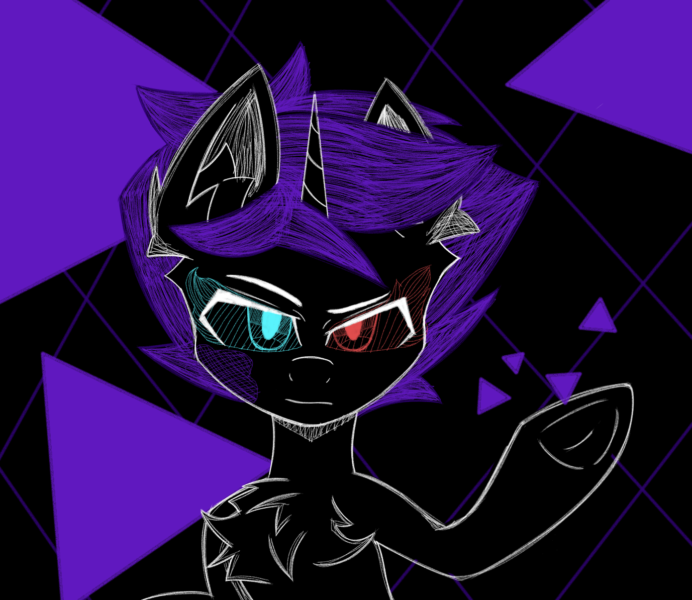 #3529694 - semi-grimdark, oc, oc:double souls, blue eye, blue eyes, fight, heterochromia, purple ...