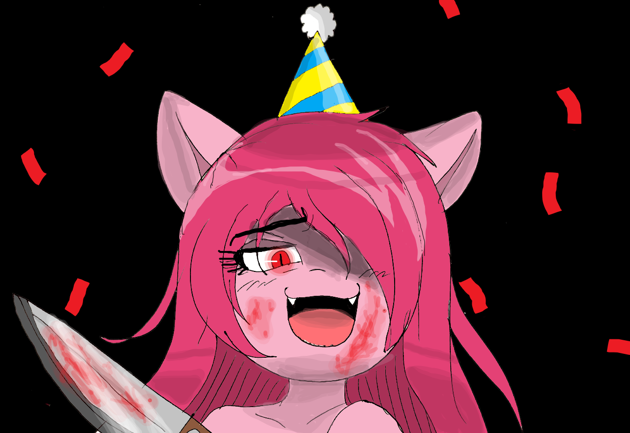 #3531192 - semi-grimdark, pinkie pie, earth pony, pony, fanfic:cupcakes, g4, blood, confetti ...