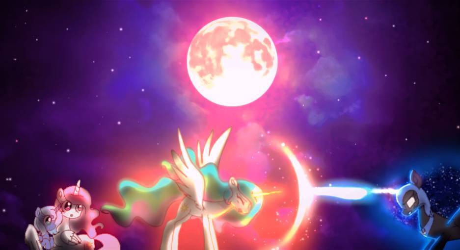 #3519183 - safe, artist:jaanhavi, nightmare moon, princess celestia ...