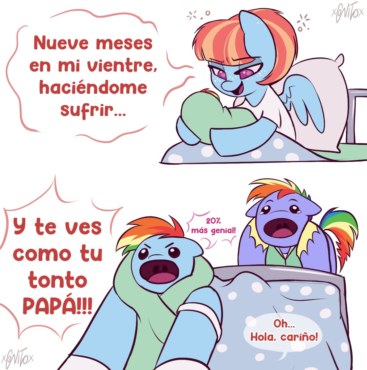 #3531993 - safe, artist:xconito, bow hothoof, rainbow dash, windy whistles, pegasus, pony, g4 ...