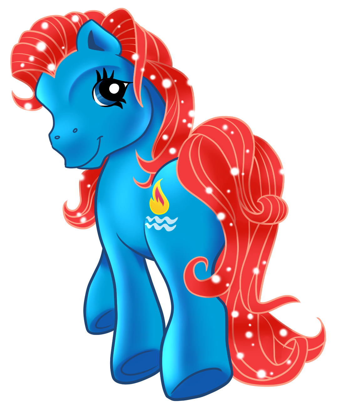 #3532410 - safe, artist:splooto, waterfire, earth pony, pony, g3, butt ...