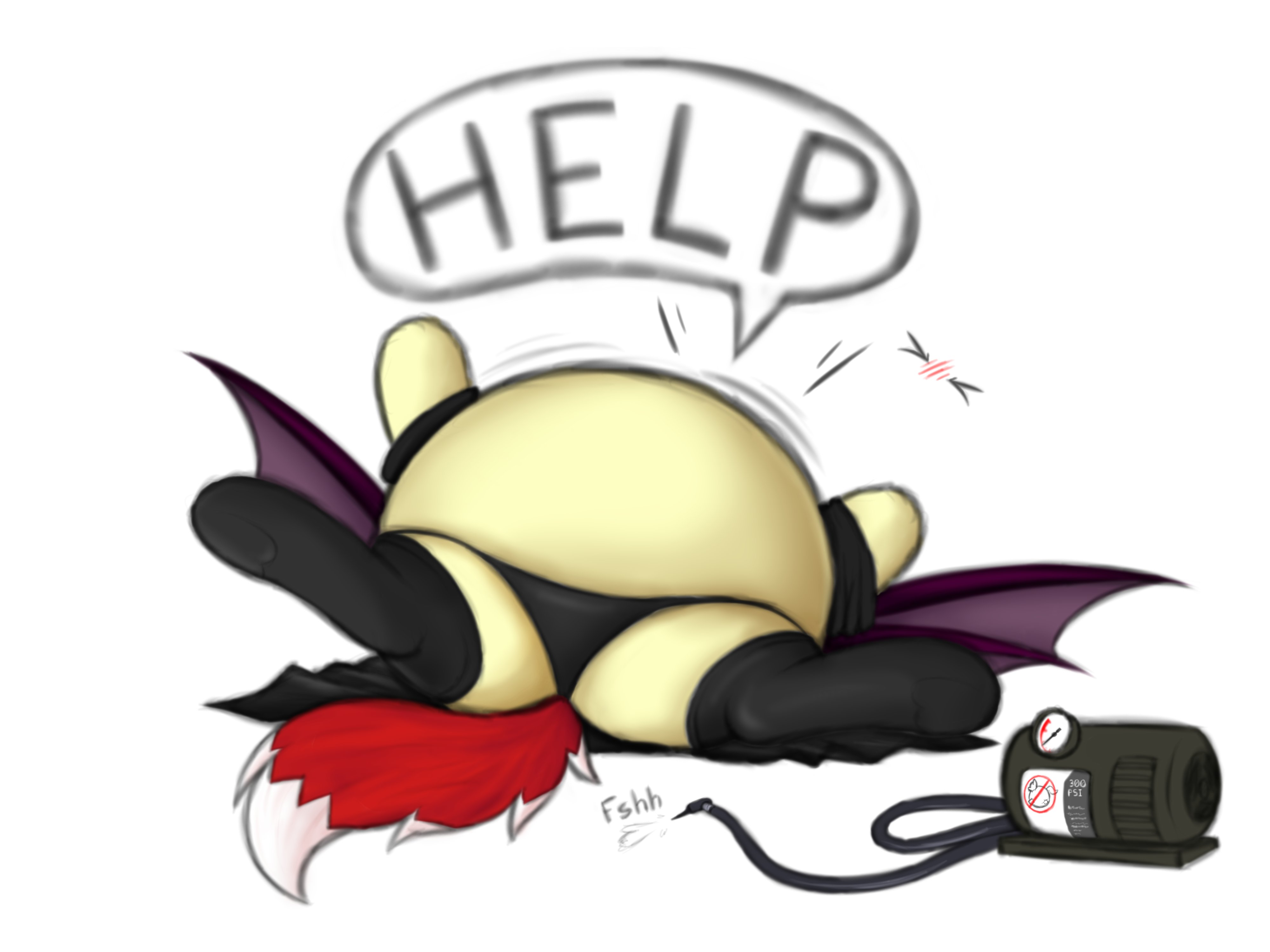 #3532520 - suggestive, artist:aaatheballoon, oc, oc only, oc:aaaaaaaaaaa, bat pony, air pump ...