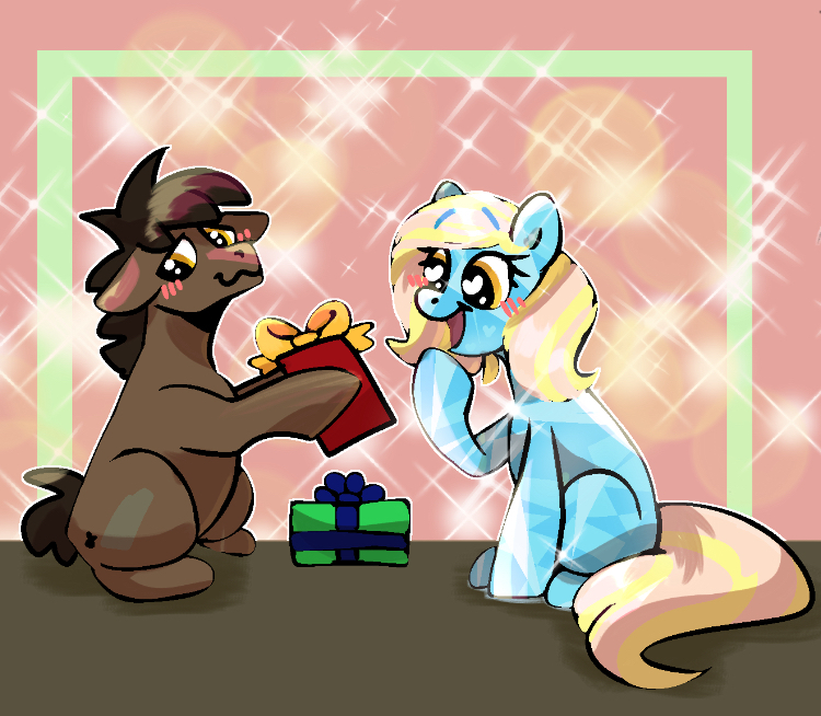 #3533917 - safe, artist:nassy nassyandra, oc, oc only, oc:sandstone shine, oc:sapphire oasis ...