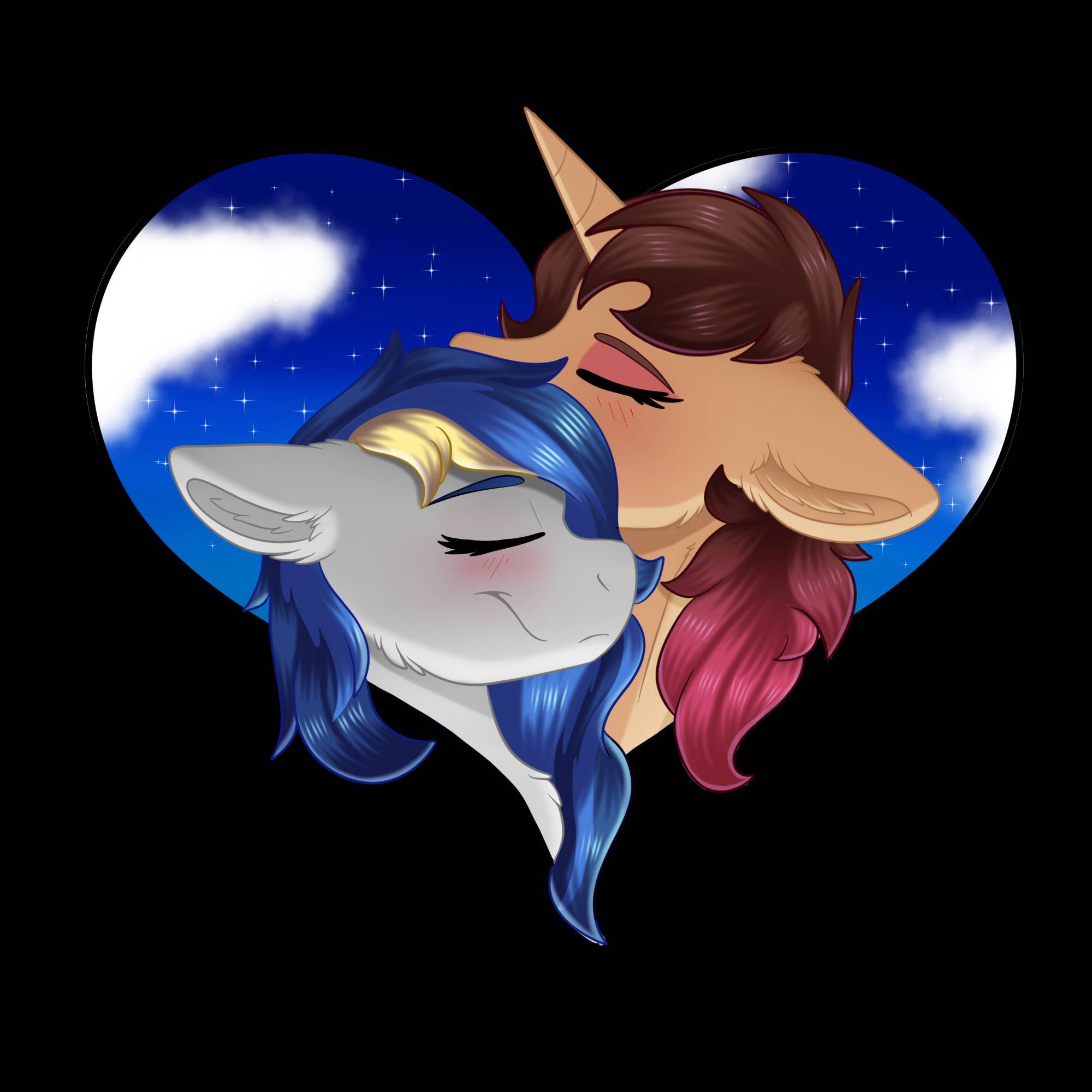 #3536924 - safe, artist:decemberbreeze, oc, oc only, pony, unicorn, commission, duo, horn ...