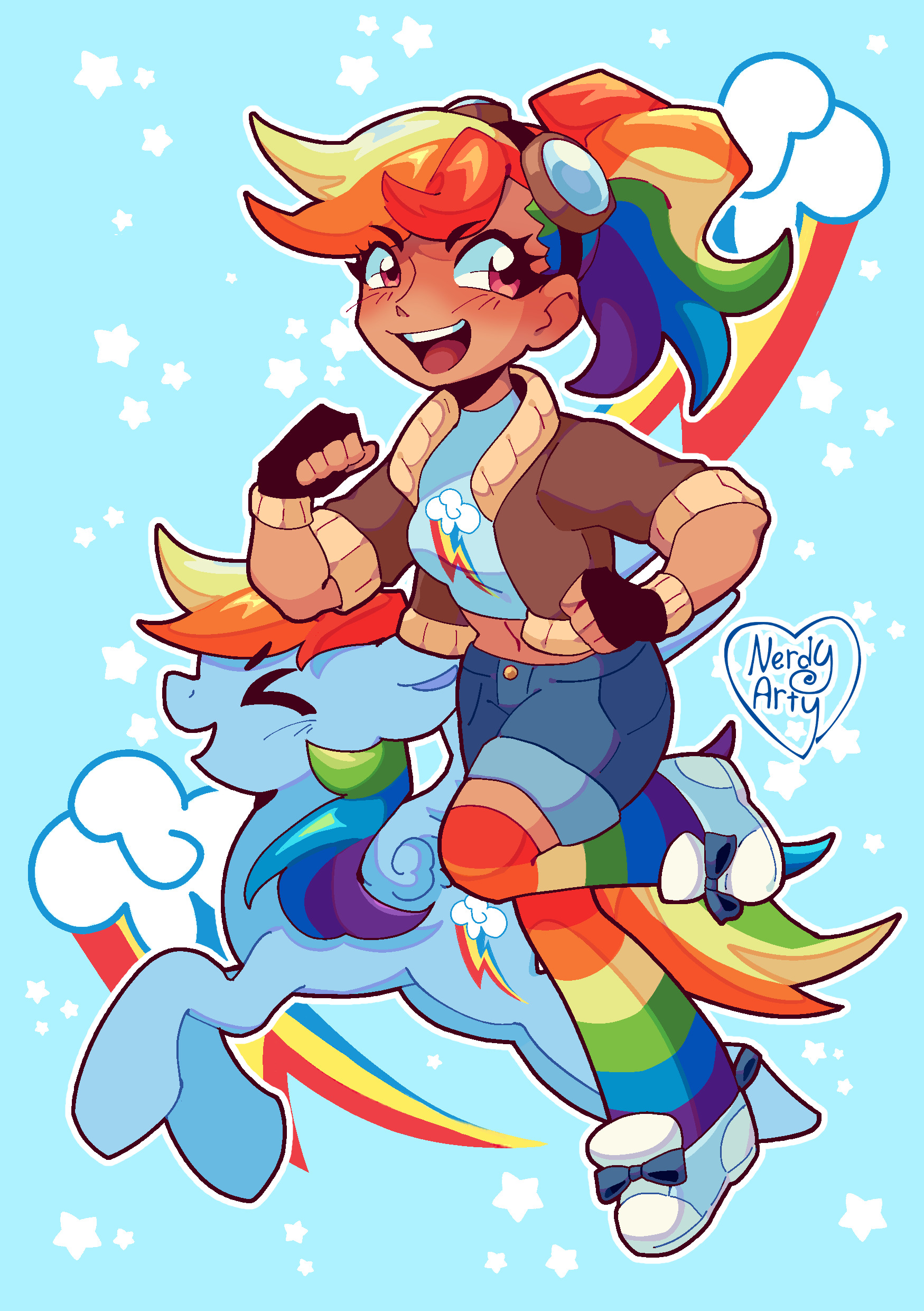 #3537326 - safe, artist:nerdy-arty, artist:nerdy_arty_, rainbow dash, human, g4, clothes, cute ...