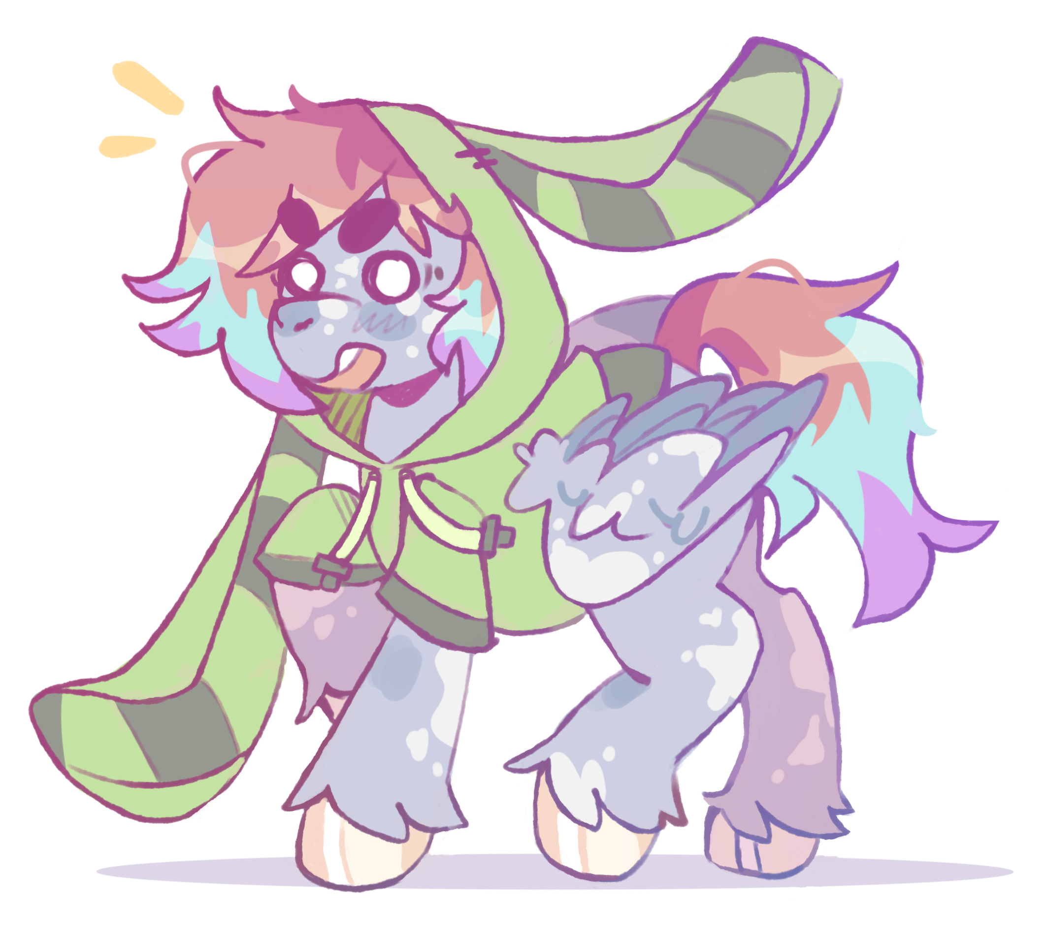 #3538023 - safe, artist:roofoos_rebirth, oc, oc only, oc:jungle, donkey, pegasus, clothes ...