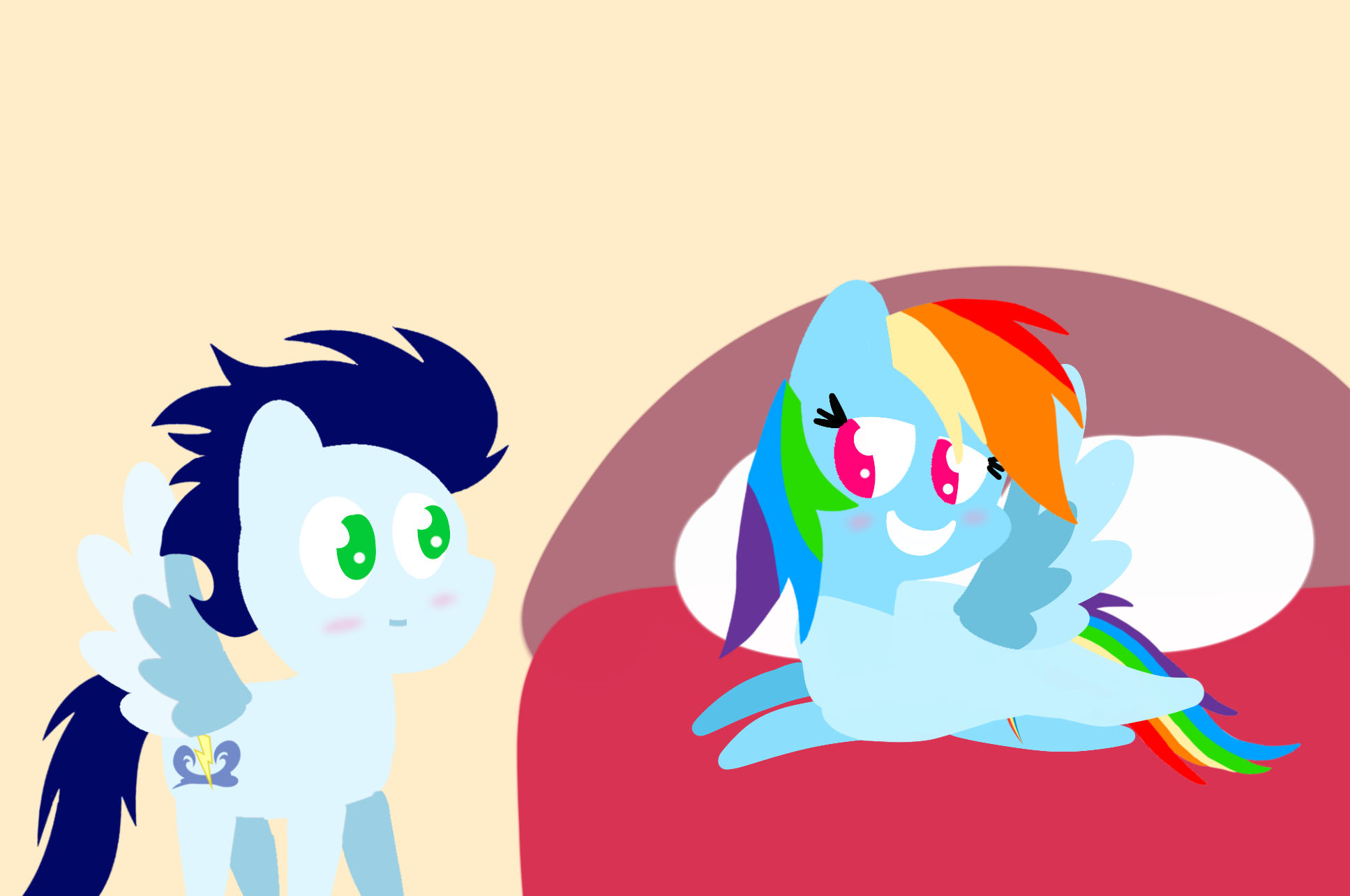 #3521451 - safe, anonymous artist, derpibooru exclusive, rainbow dash, soarin', pegasus, pony ...