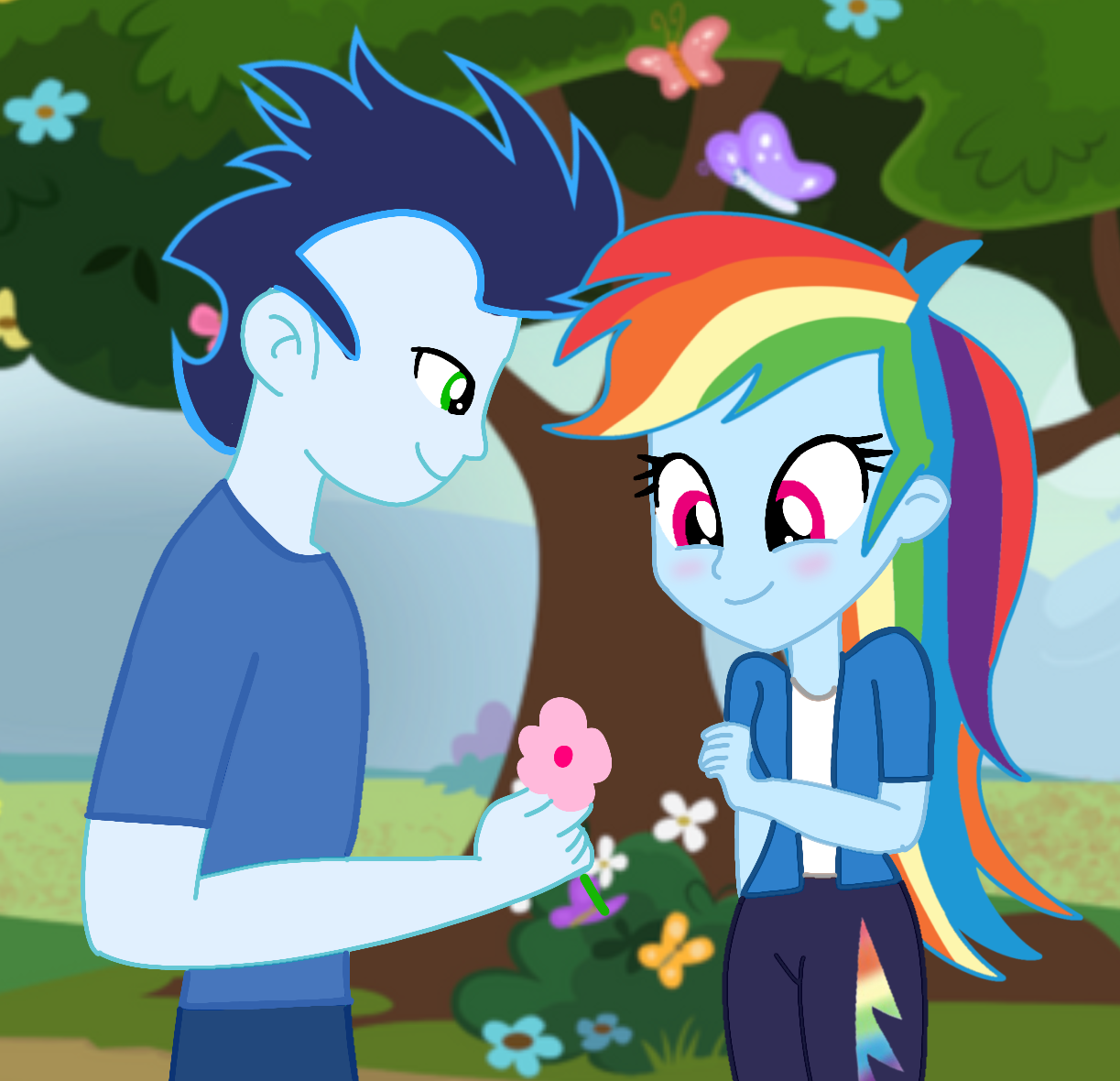 #3522422 - safe, artist:soarindasher10, rainbow dash, soarin', human ...