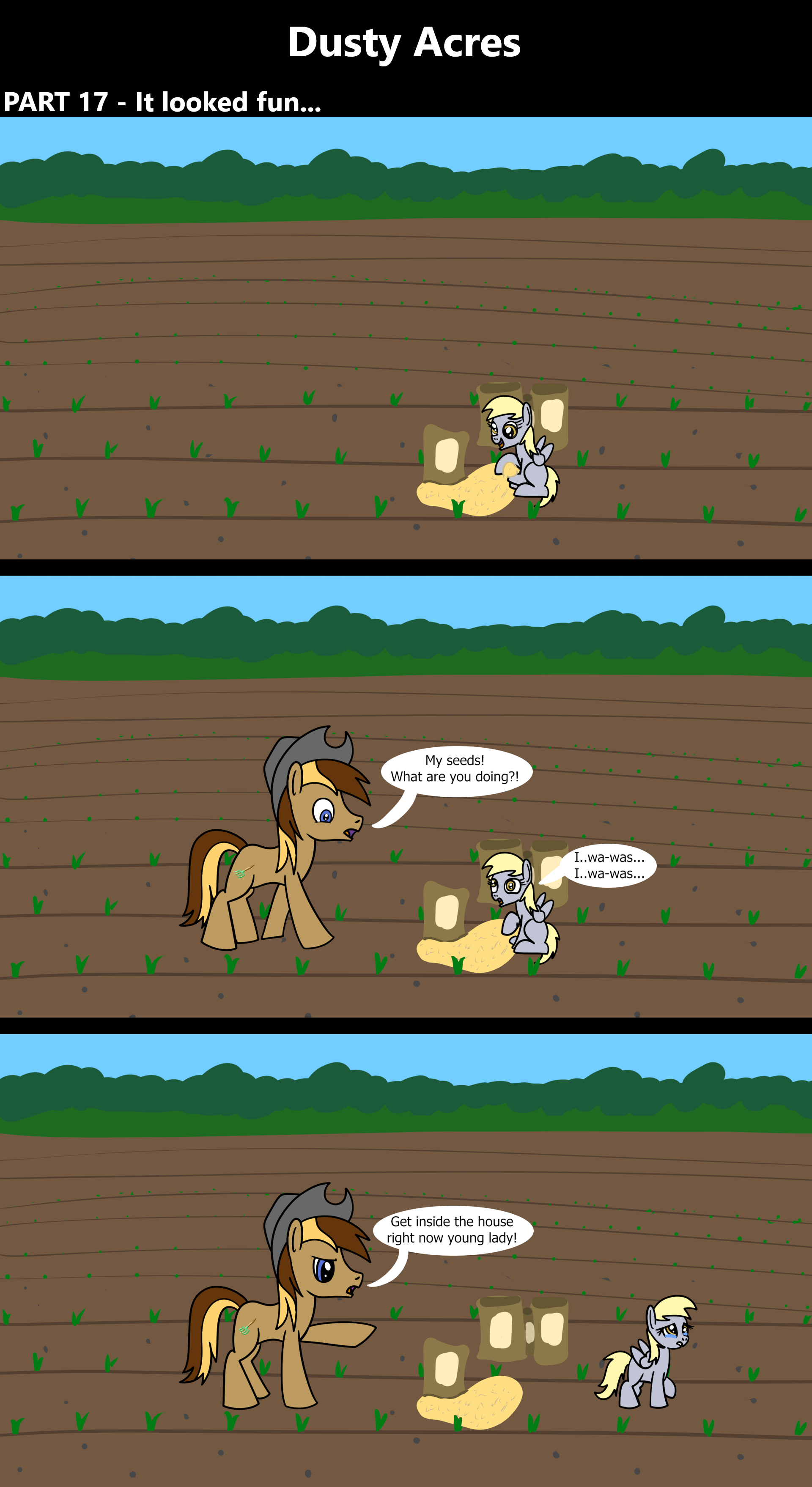 #3522848 - safe, artist:platinumdrop, derpy hooves, oc, oc:dusty hooves ...