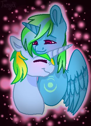 #3523437 - safe, oc, oc only, alicorn, pony, unicorn, alicorn oc, bust, duo, eyes closed, floppy ...